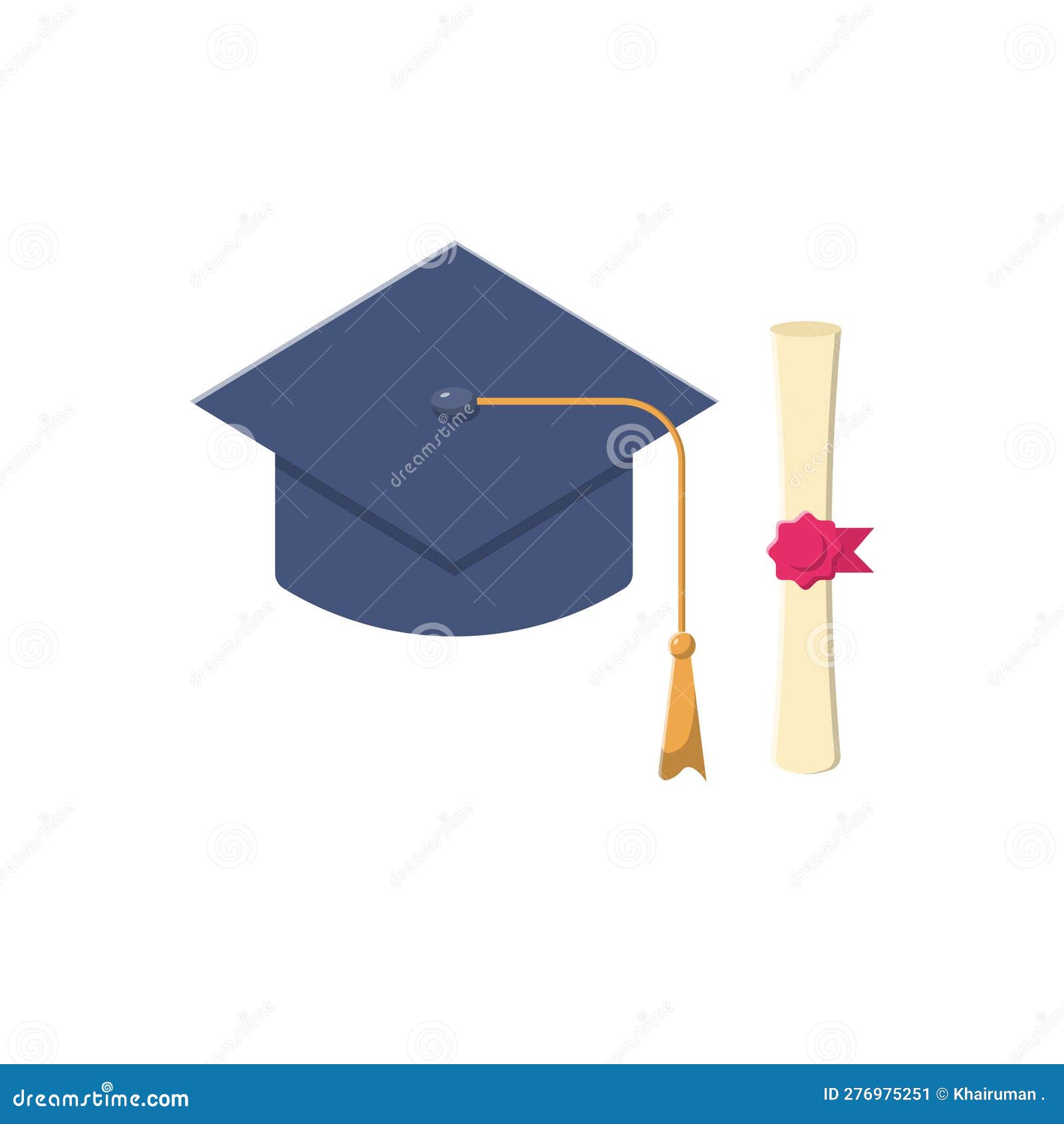 Graduation Hat and Scroll Flat Illustration. Clean Icon Design Element ...