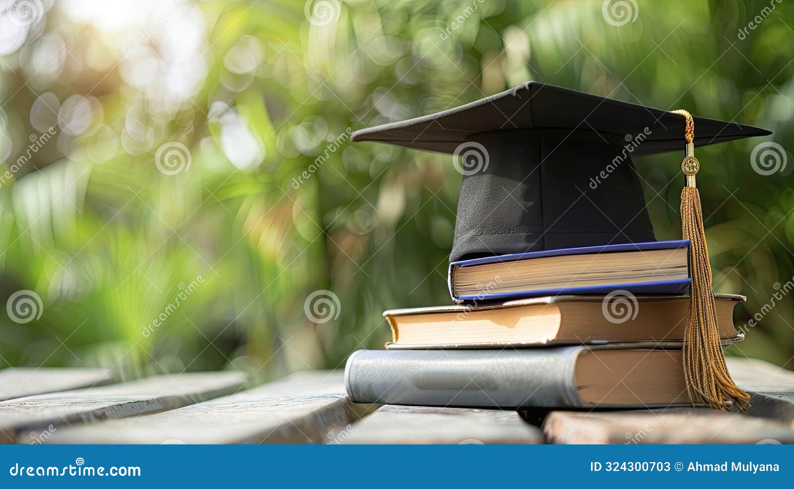 Graduation Hat and Stack of Study Books Stock Illustration ...