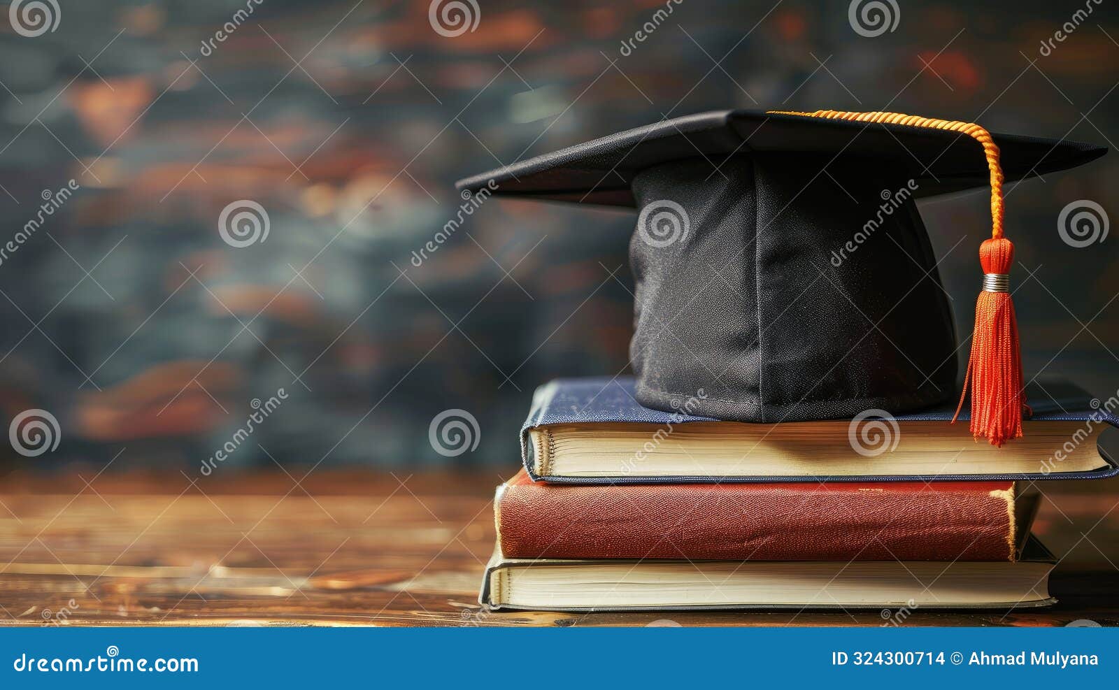 Graduation Hat and Stack of Study Books Stock Illustration ...