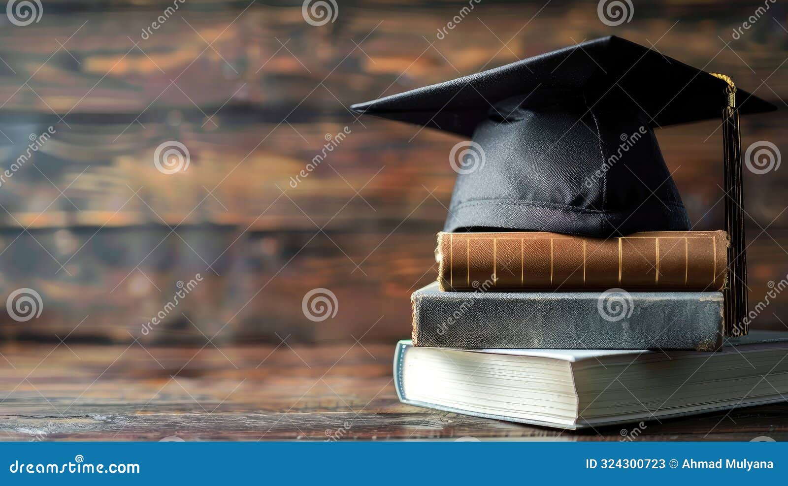 Graduation Hat and Stack of Study Books Stock Illustration ...