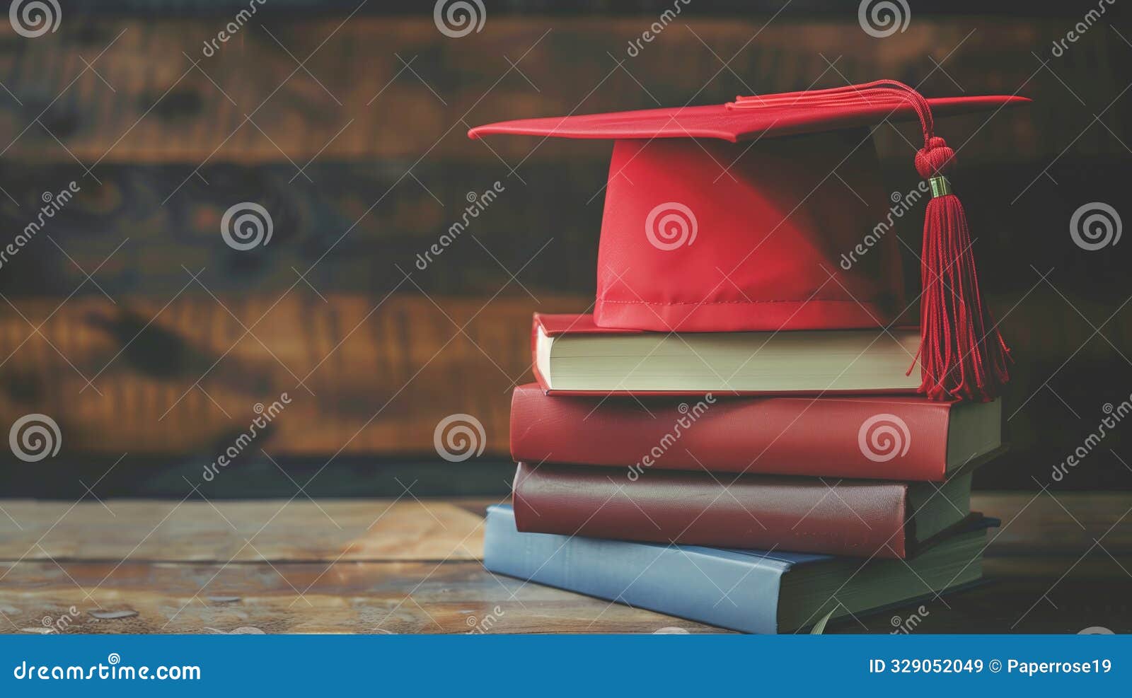 Graduation Hat and Stack of Study Books. Stock Image - Image of school ...