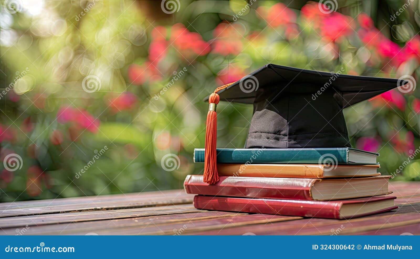 Graduation Hat and Stack of Study Books Stock Illustration ...