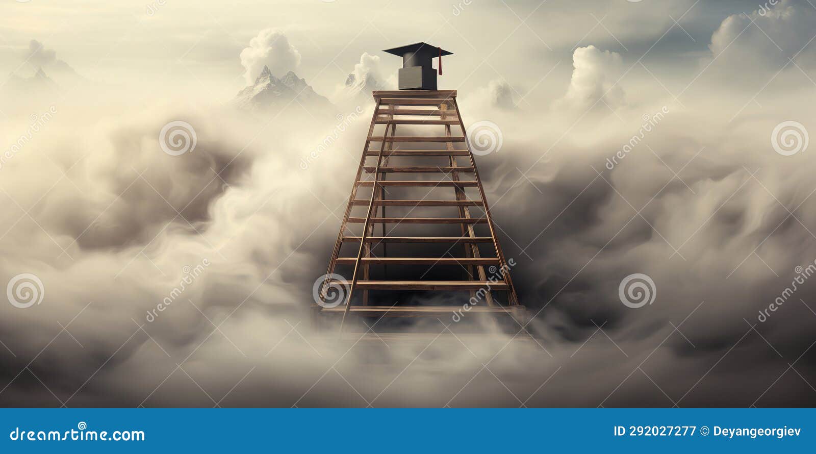 Graduation Hat on Top. Conceptual Stock Illustration - Illustration of ...