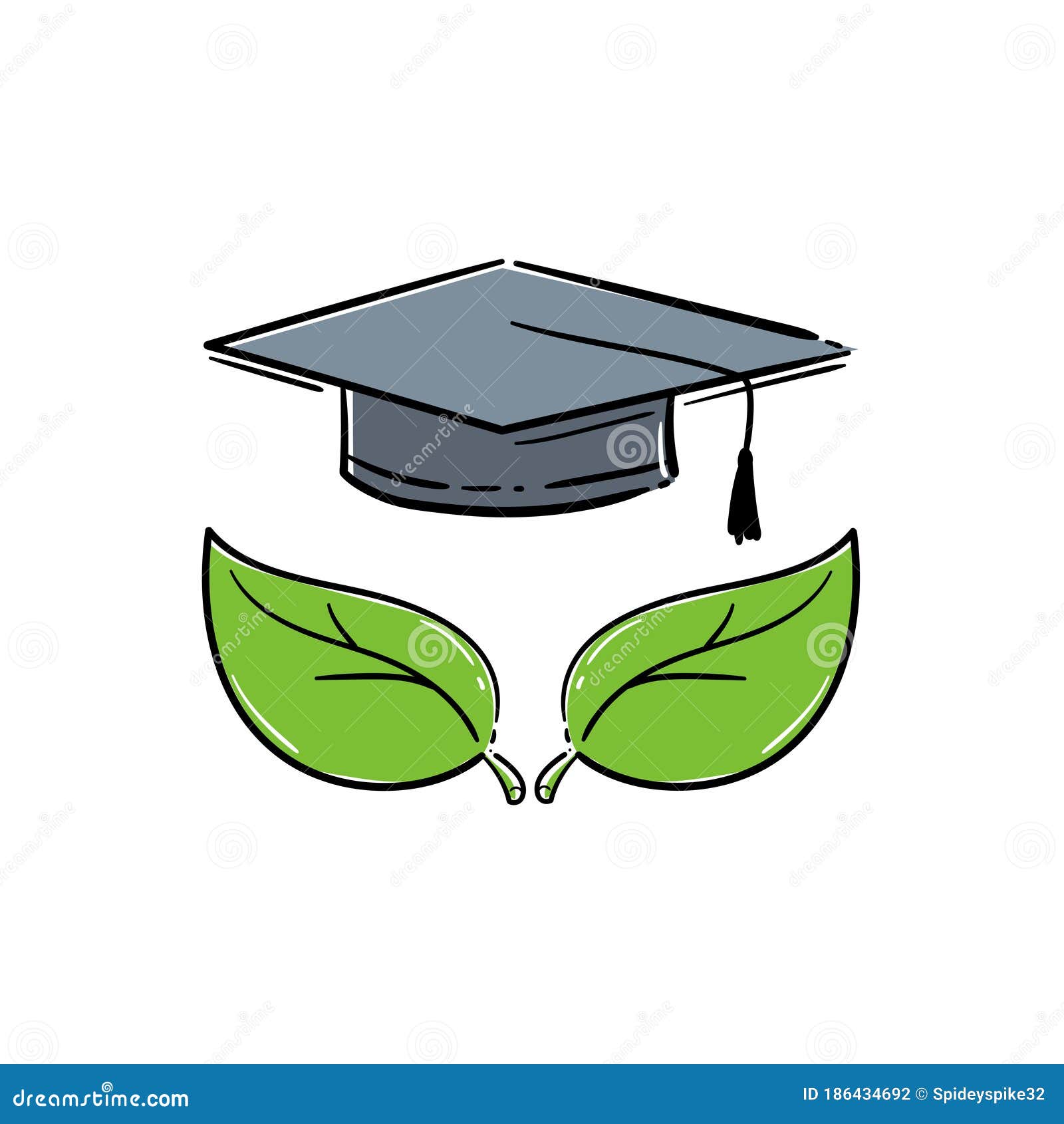 The Graduation Hat with Two Leaves. Fresh Graduation Stock Vector ...