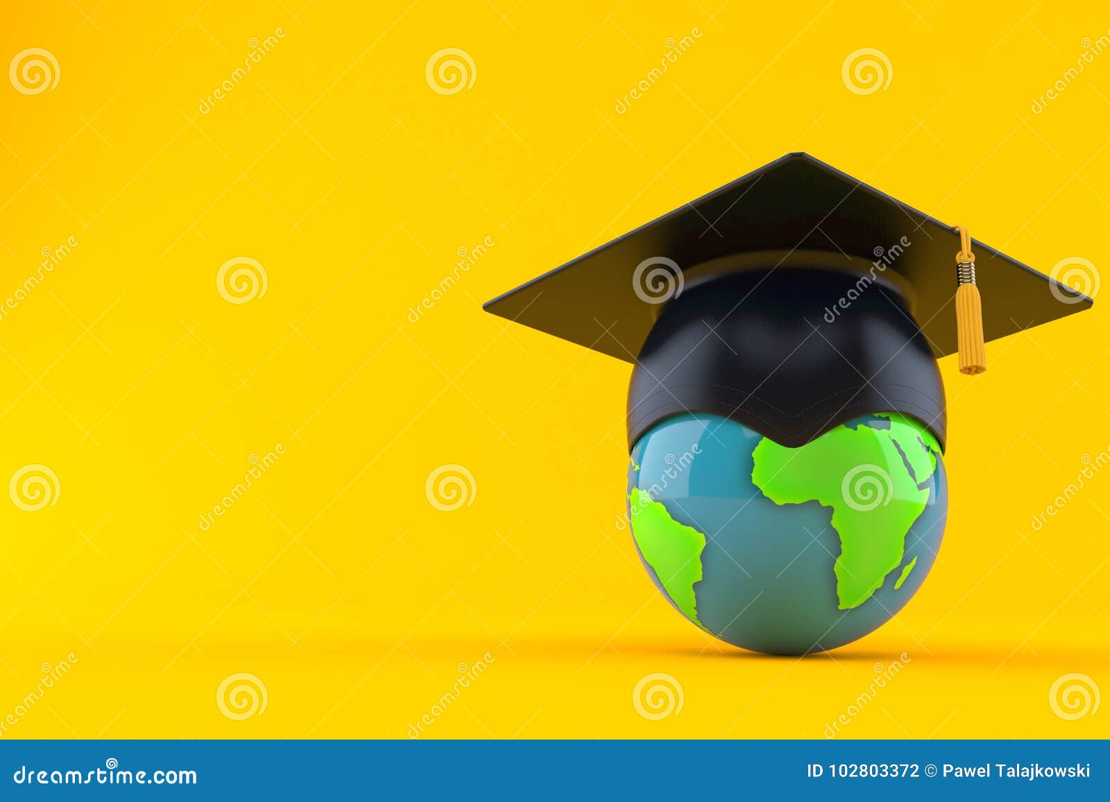 Graduation Hat with World Globe Stock Illustration - Illustration of ...