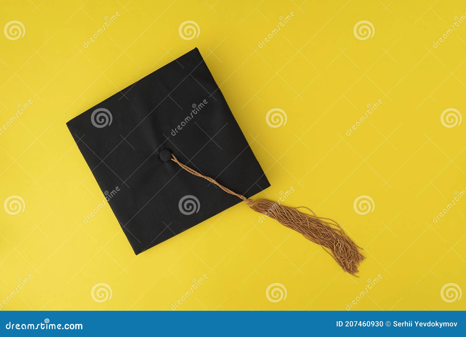Graduation Hat on Yellow Background. Student Hat Stock Photo - Image of ...