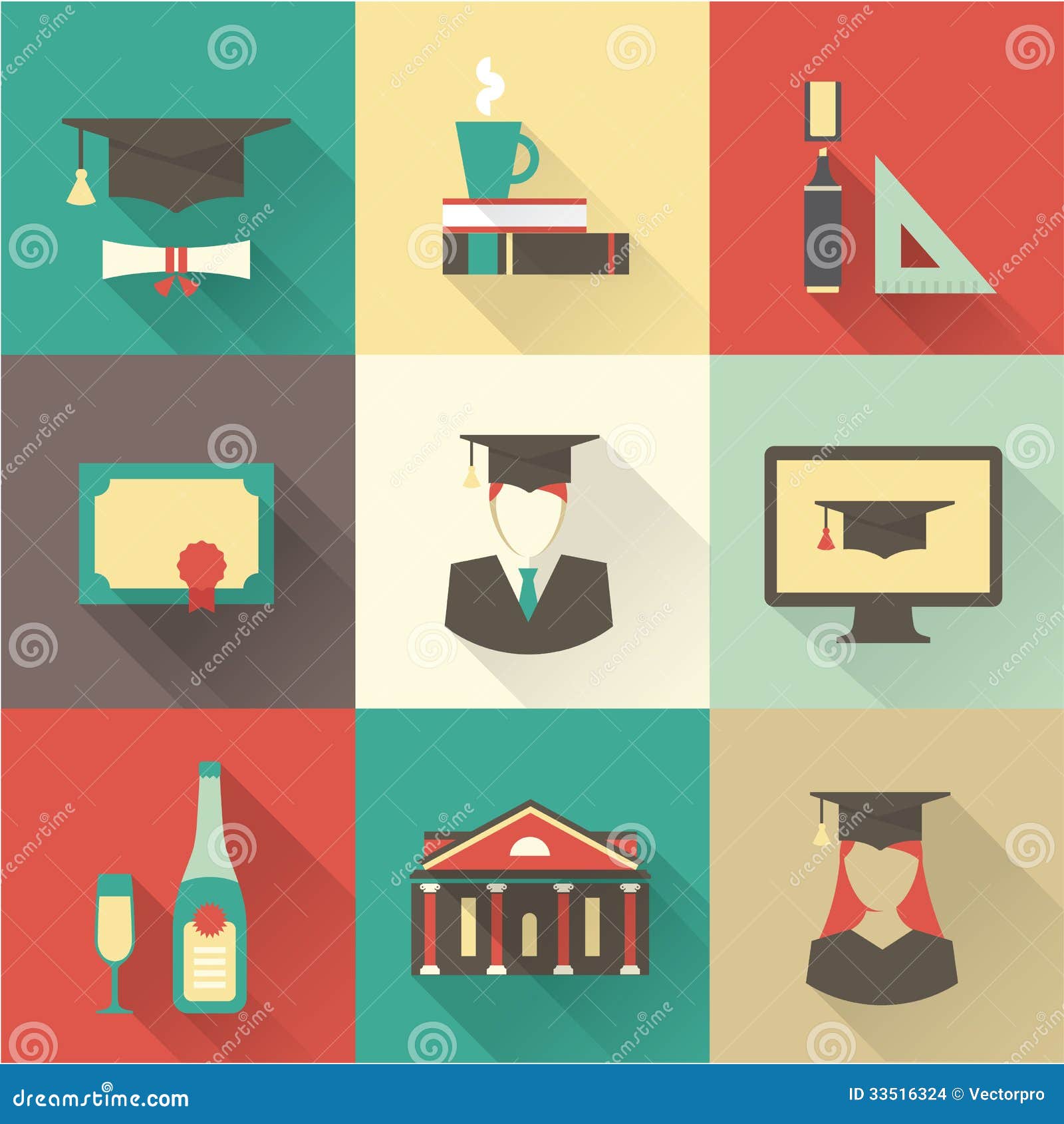 Graduation icons stock vector. Illustration of education - 33516324