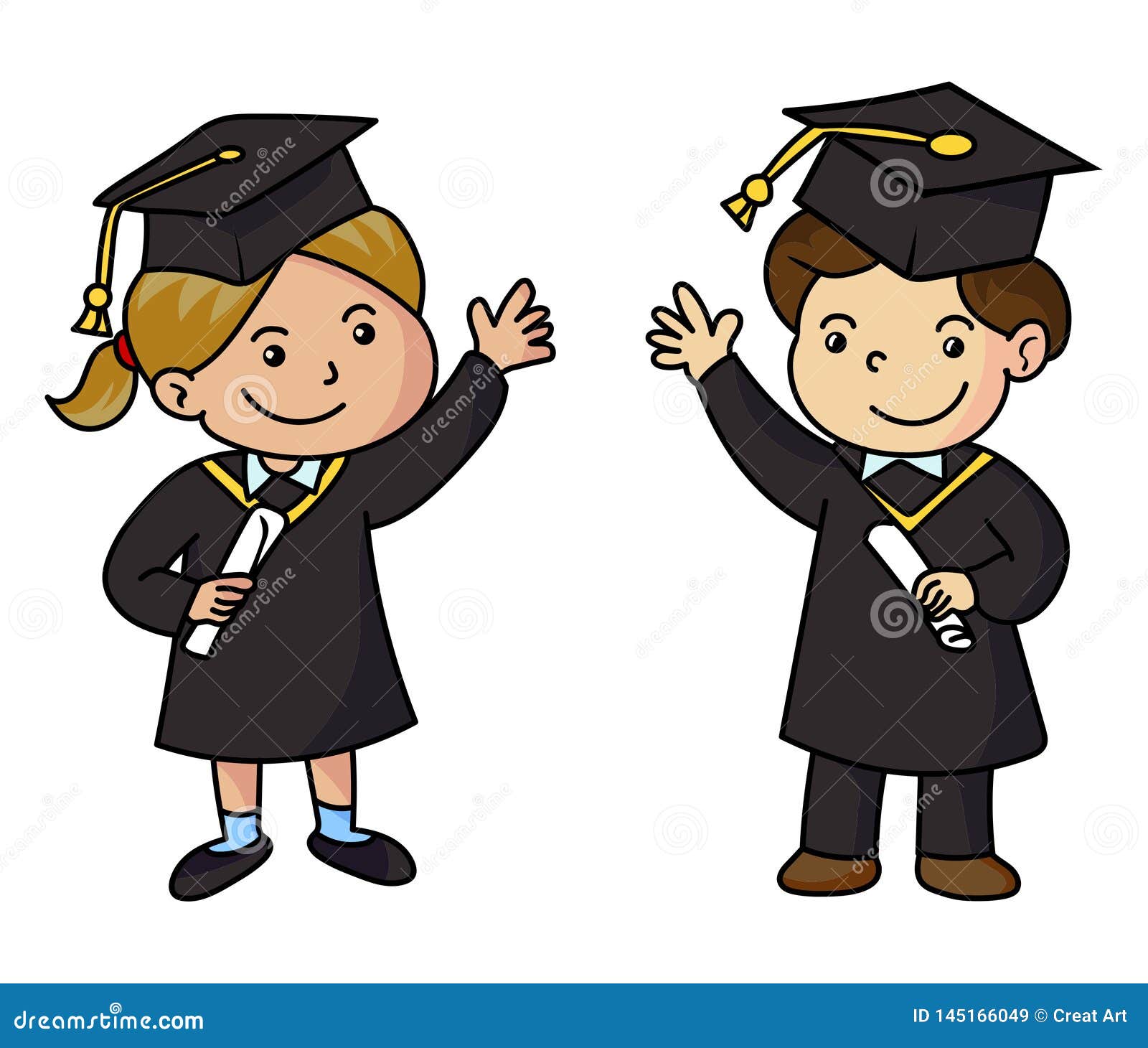 Graduation Kids,Cartoon Graduation Illustration.Boy and Girl with ... Graduation Kids,Cartoon Graduation Illustration.Boy and Girl with ...