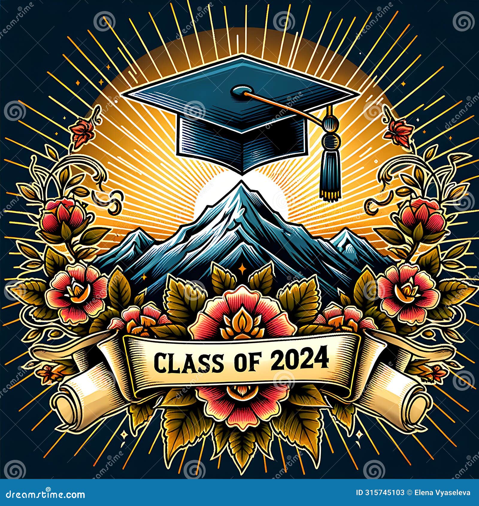 Graduation Label Design. Class of 2024 Stock Illustration ...