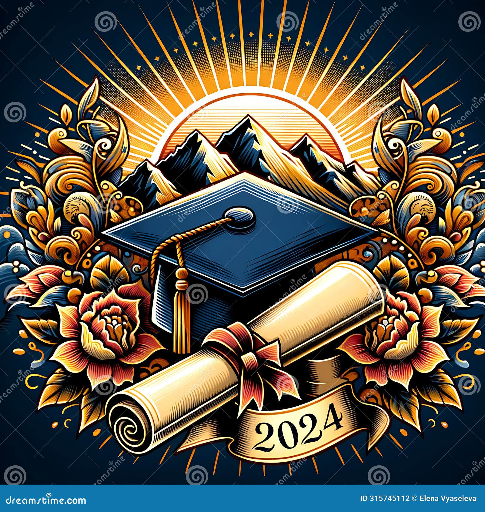 Graduation Label Design. Class of 2024 Stock Illustration ...