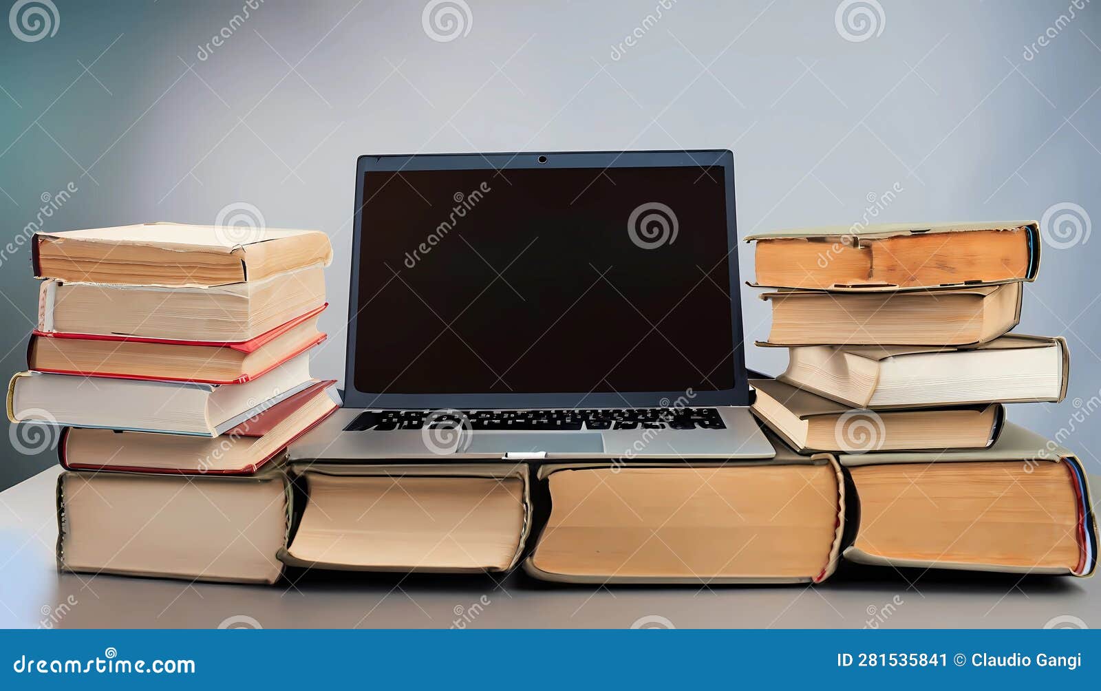 Graduation Laptop and Books , Concept Stock Illustration - Illustration ...