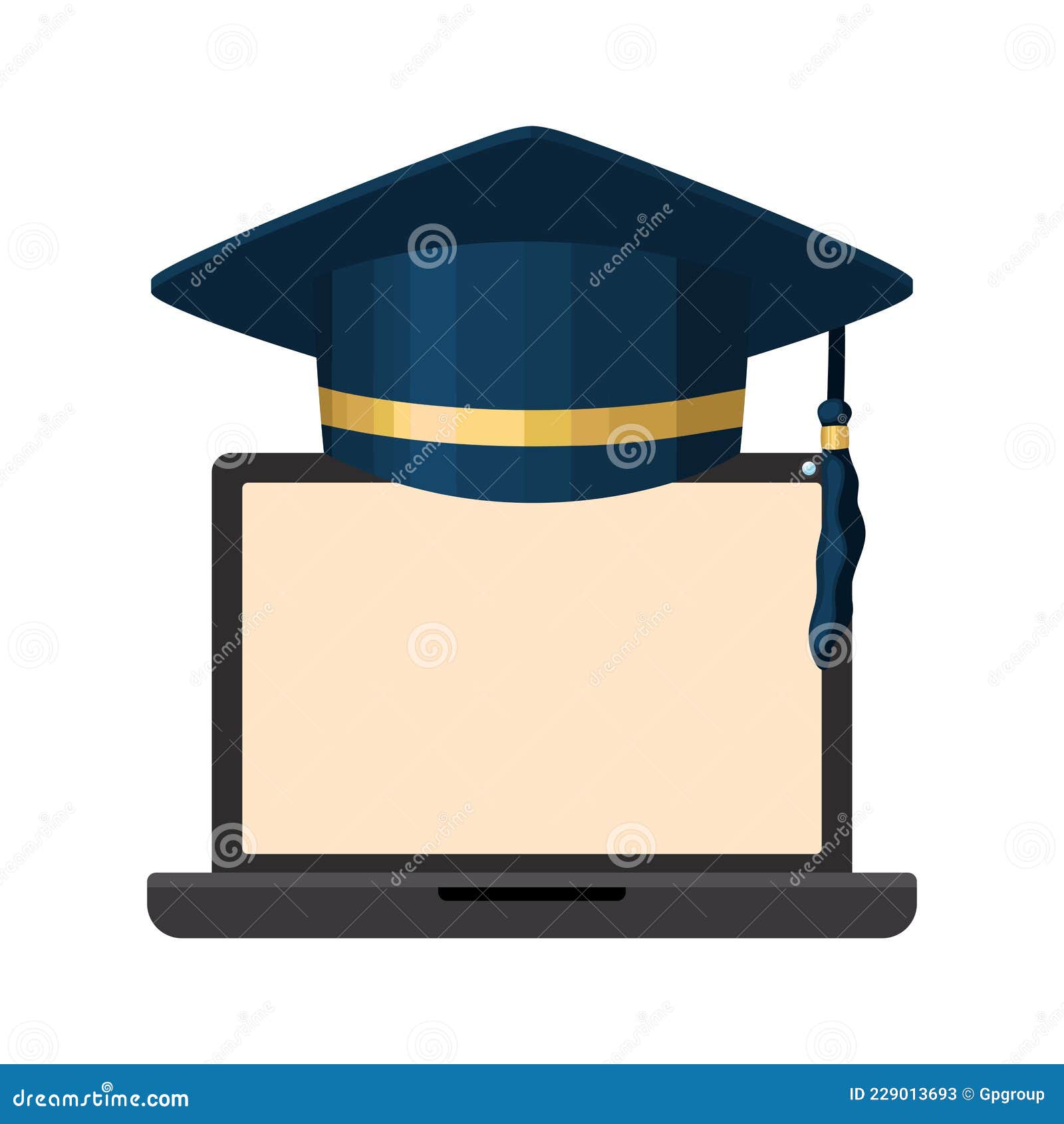 Graduation Laptop Illustration Stock Vector - Illustration of ...