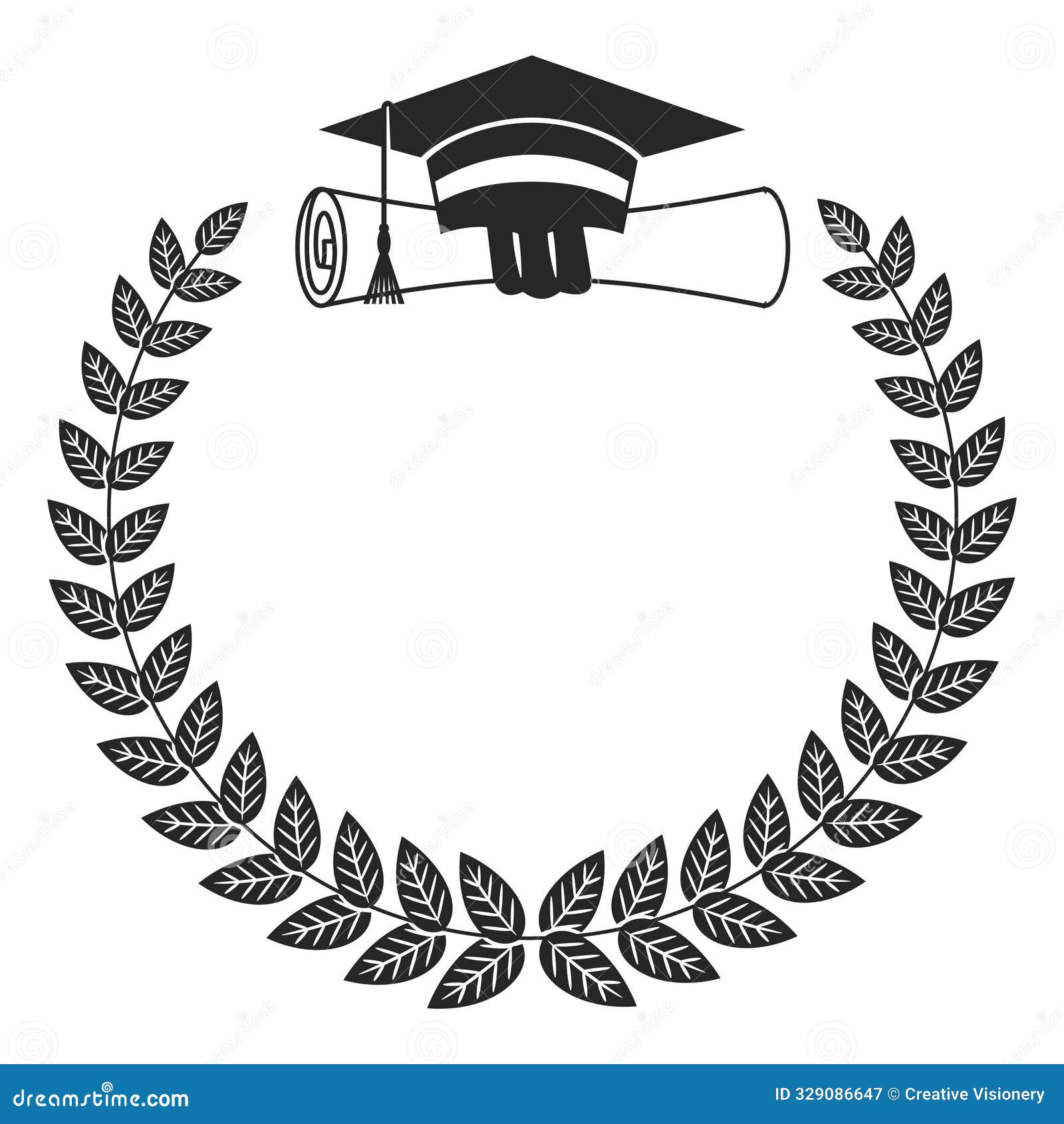 Graduation Laurel Wreath Frame Stock Illustration - Illustration of ...
