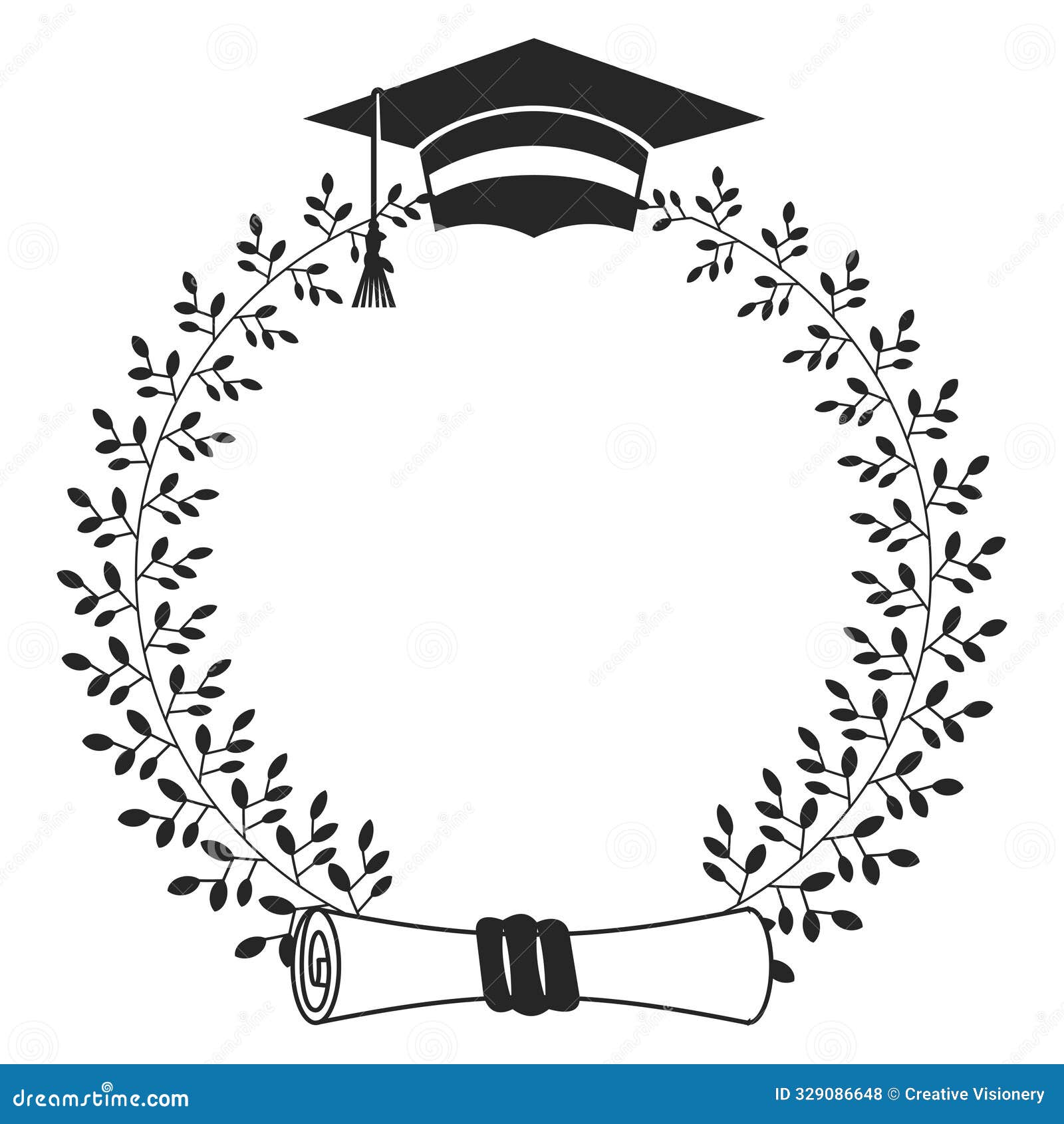 Graduation Laurel Wreath Frame Stock Illustration - Illustration of ...