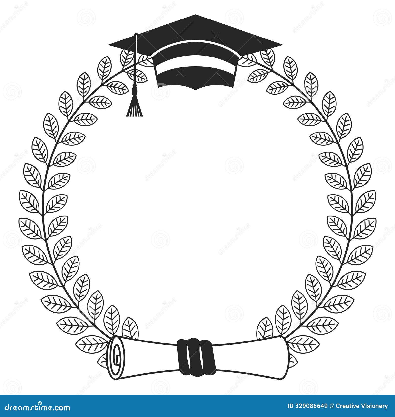 Graduation Laurel Wreath Frame Stock Illustration - Illustration of ...