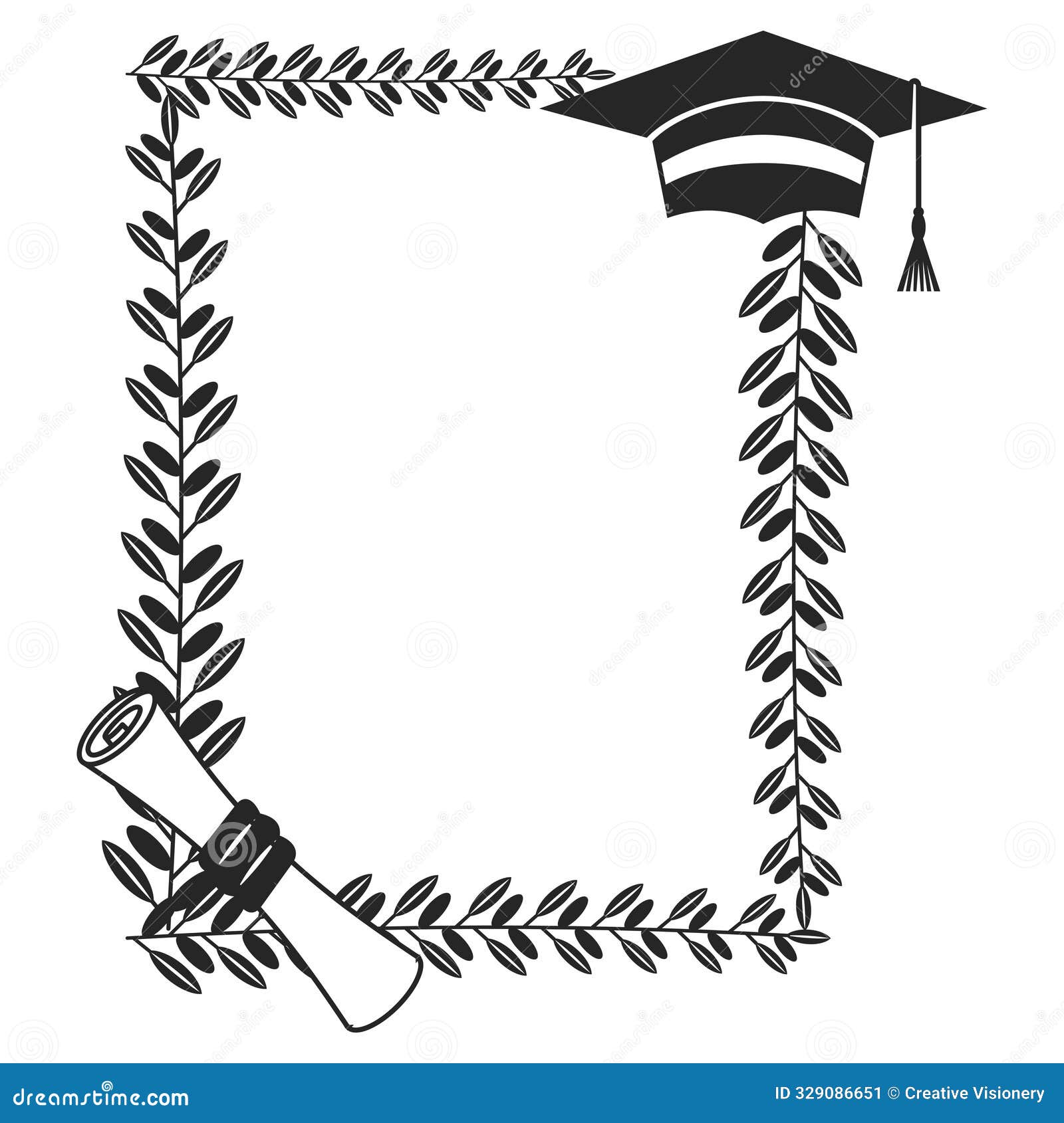 Graduation Laurel Wreath Frame Stock Illustration - Illustration of ...