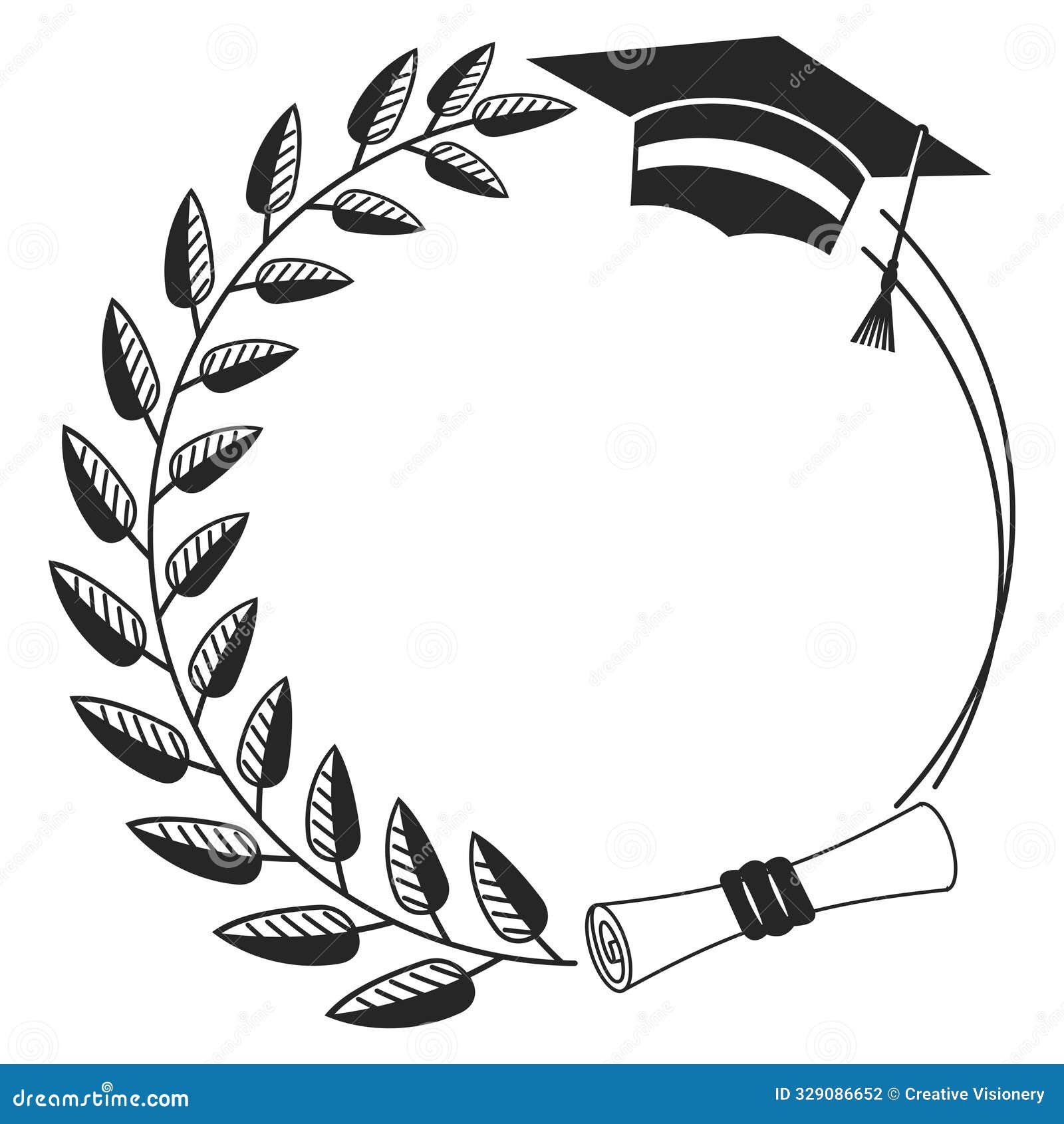Graduation Laurel Wreath Frame Stock Illustration - Illustration of ...