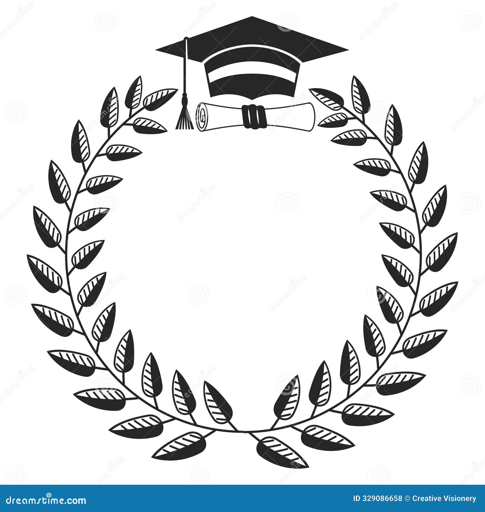 Graduation Laurel Wreath Frame Stock Illustration - Illustration of ...