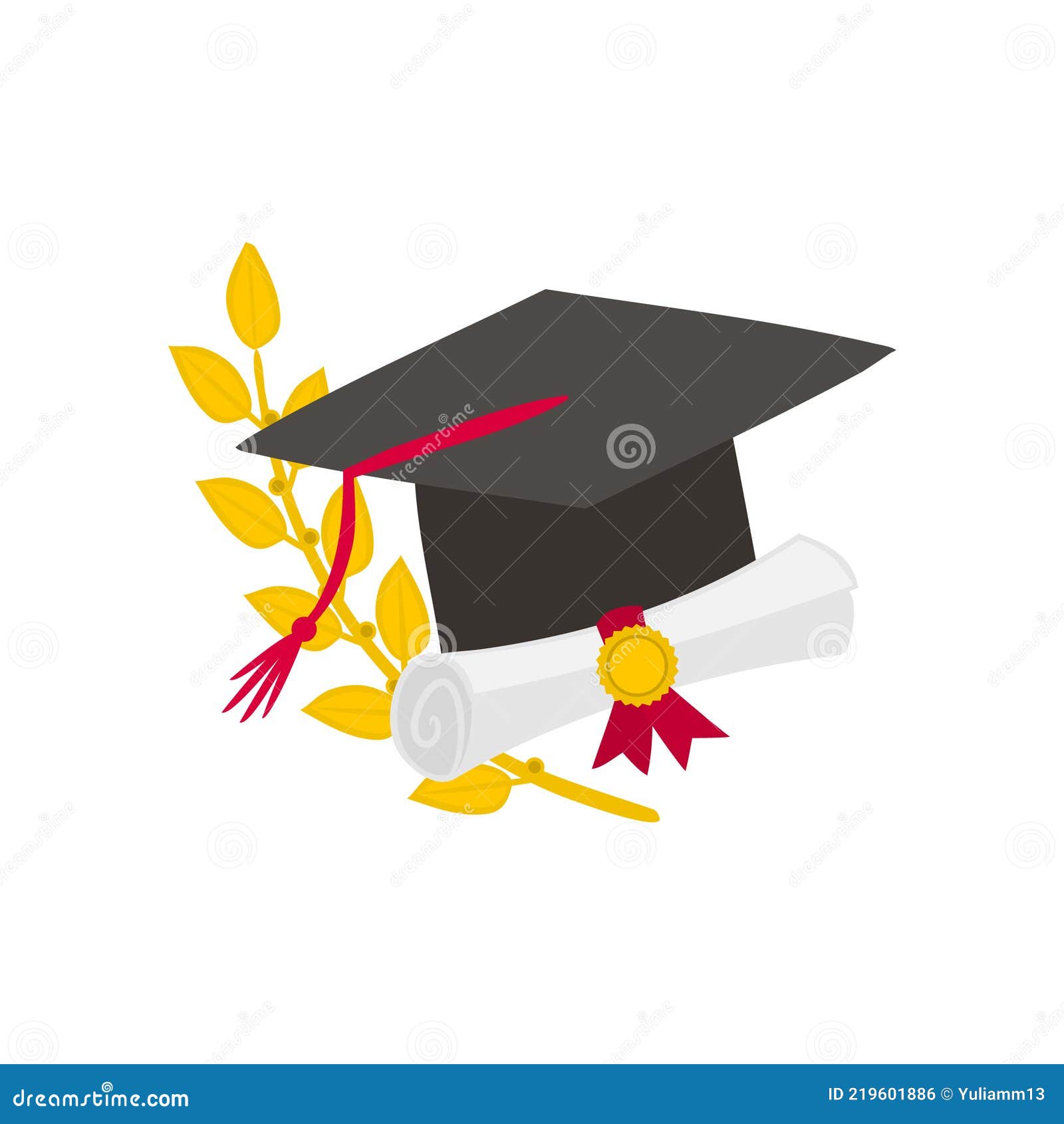 Graduation Logo with Master Cap, Scroll and Laurel Branch Stock Vector ...
