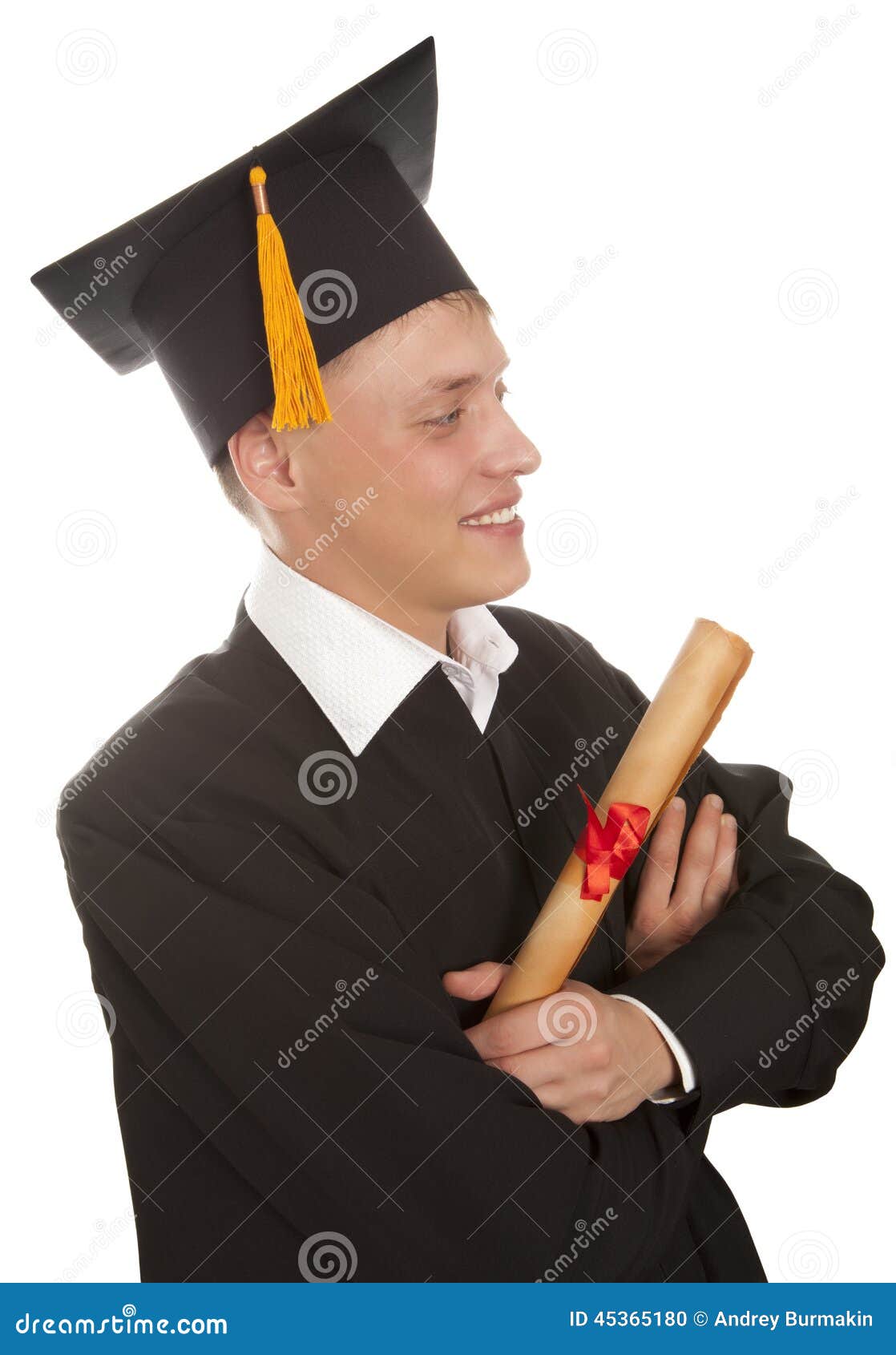 Graduation Man Holding Diploma Stock Photo - Image of ceremony ...