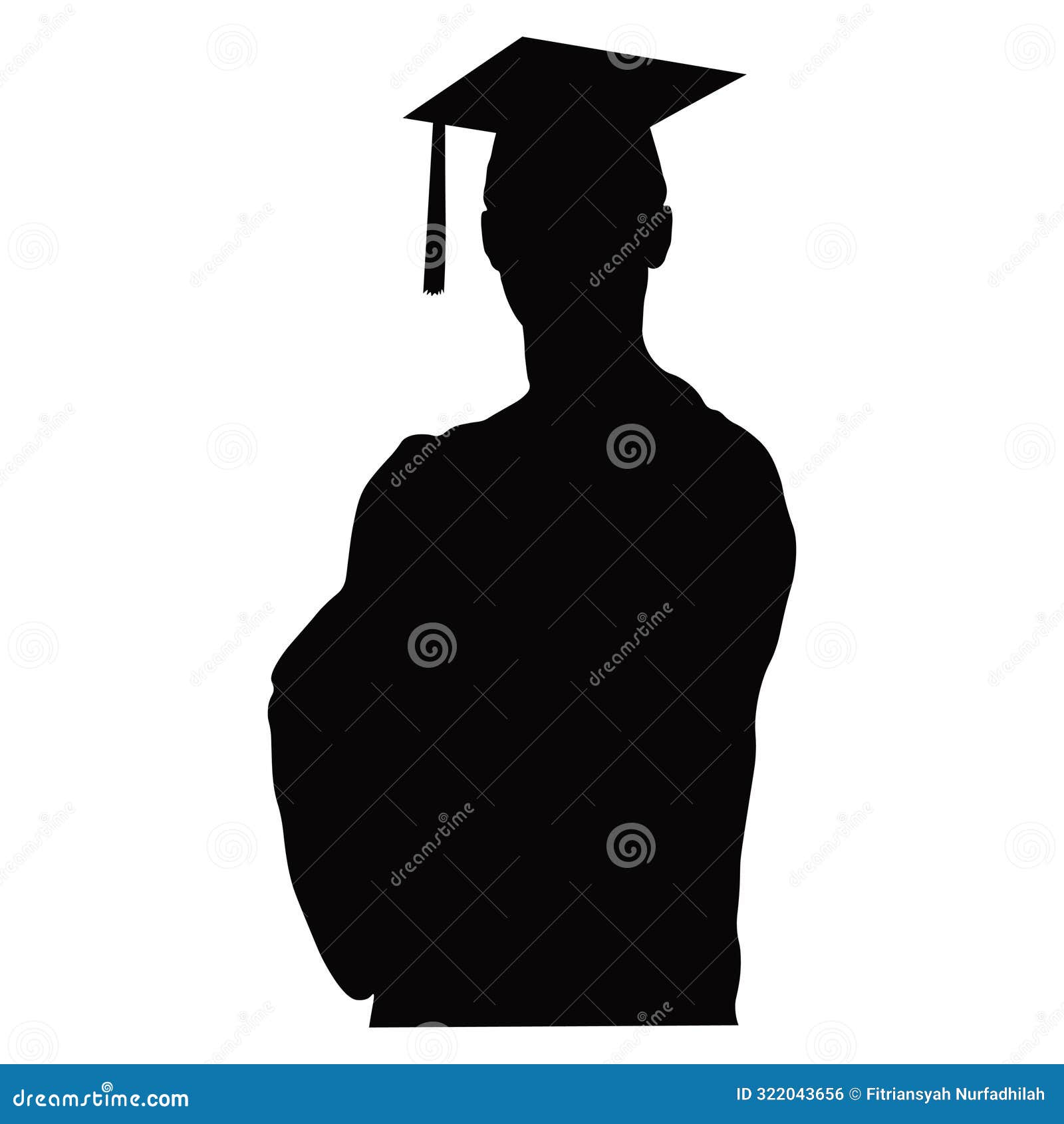 Graduation Man Pose Silhouette on White Background. Vector Illustration ...