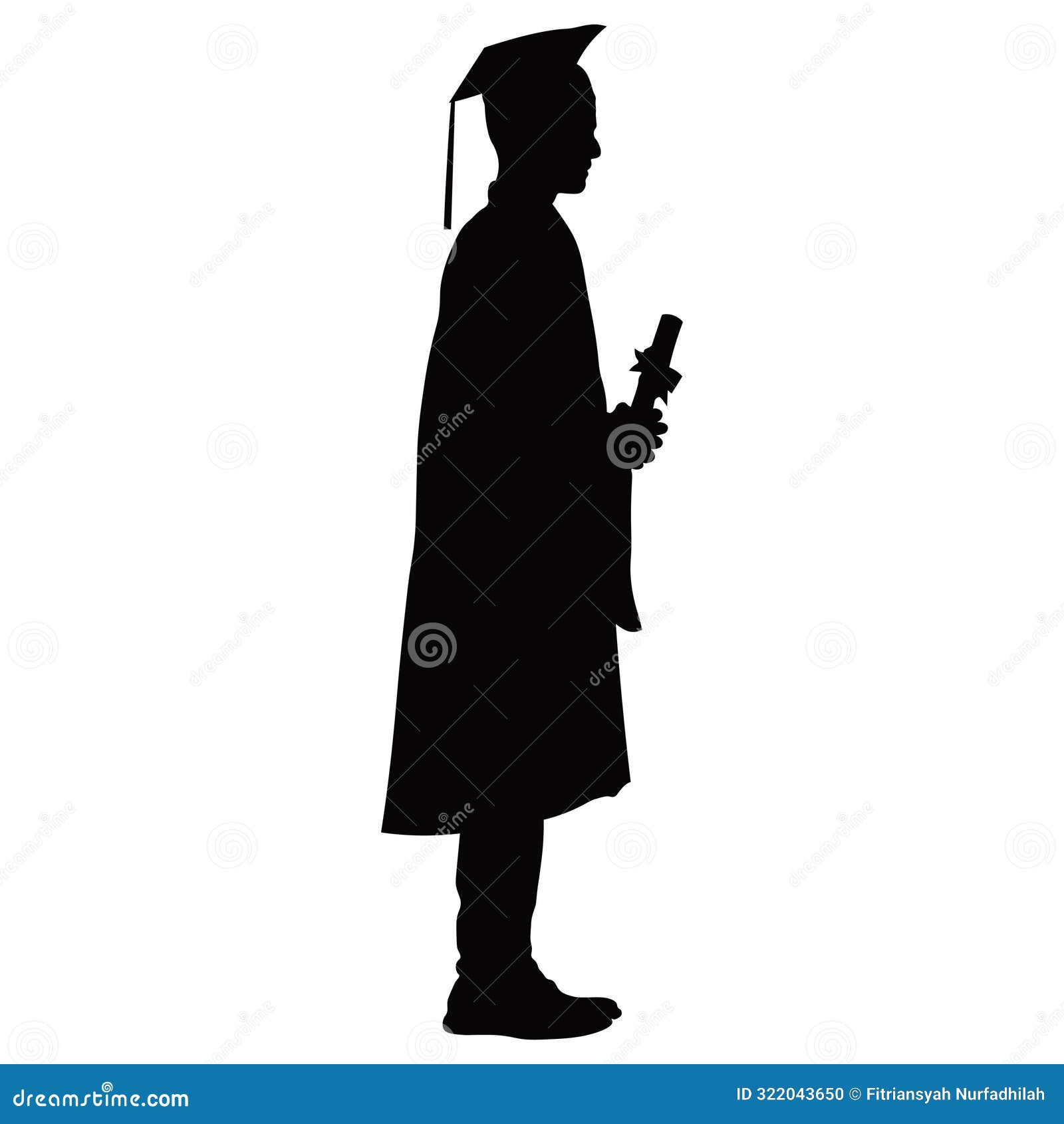 Graduation Man Pose Silhouette on White Background. Vector Illustration ...