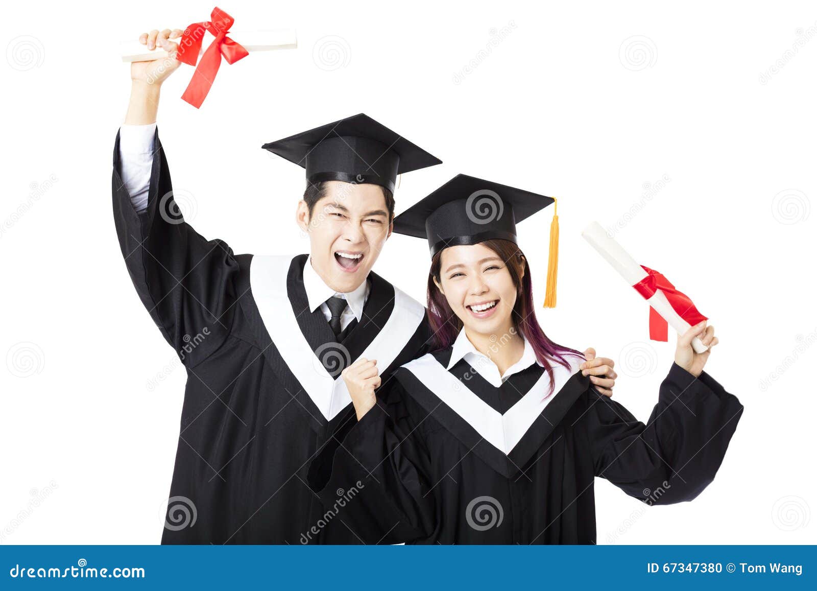 Graduation Man and Woman Education Students Stock Photo - Image of ...