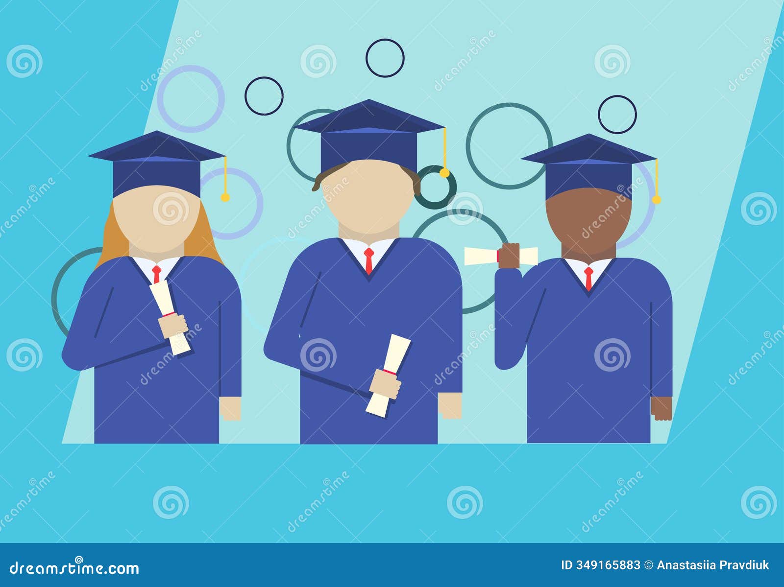 Three Students` Graduation in Blue Gown from Master S Degree Stock ...