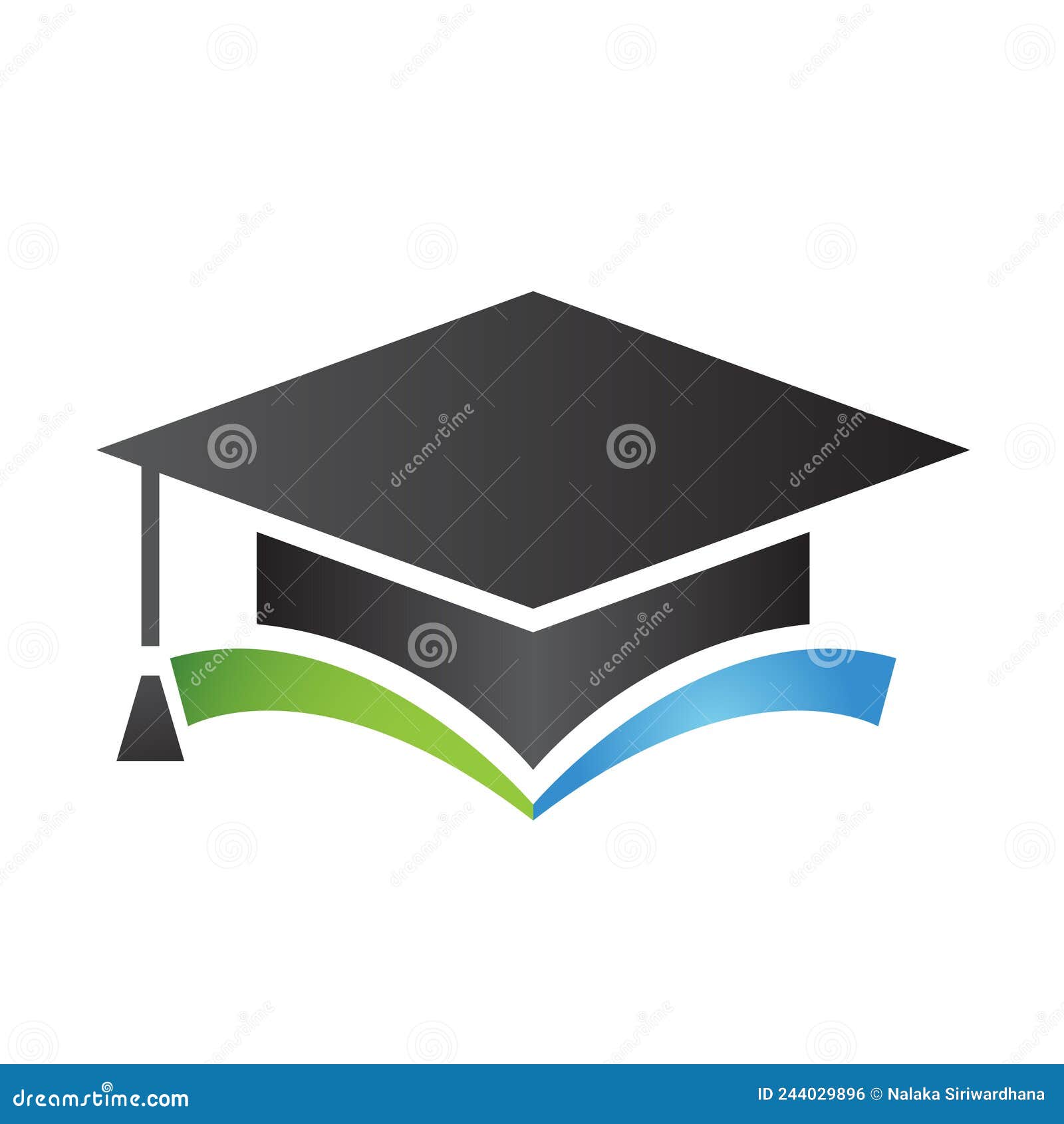 Graduation Mortar Board Hat and Book. Stock Vector - Illustration of ...