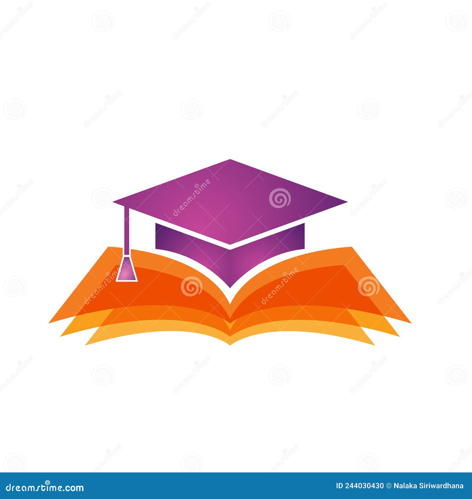 Graduation Mortar Board Hat and Book. Stock Vector - Illustration of ...