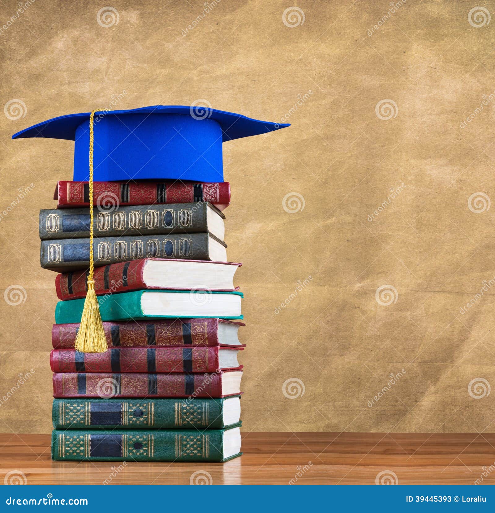 Graduation Mortarboard on Top of Stack of Books Stock Image - Image of ...