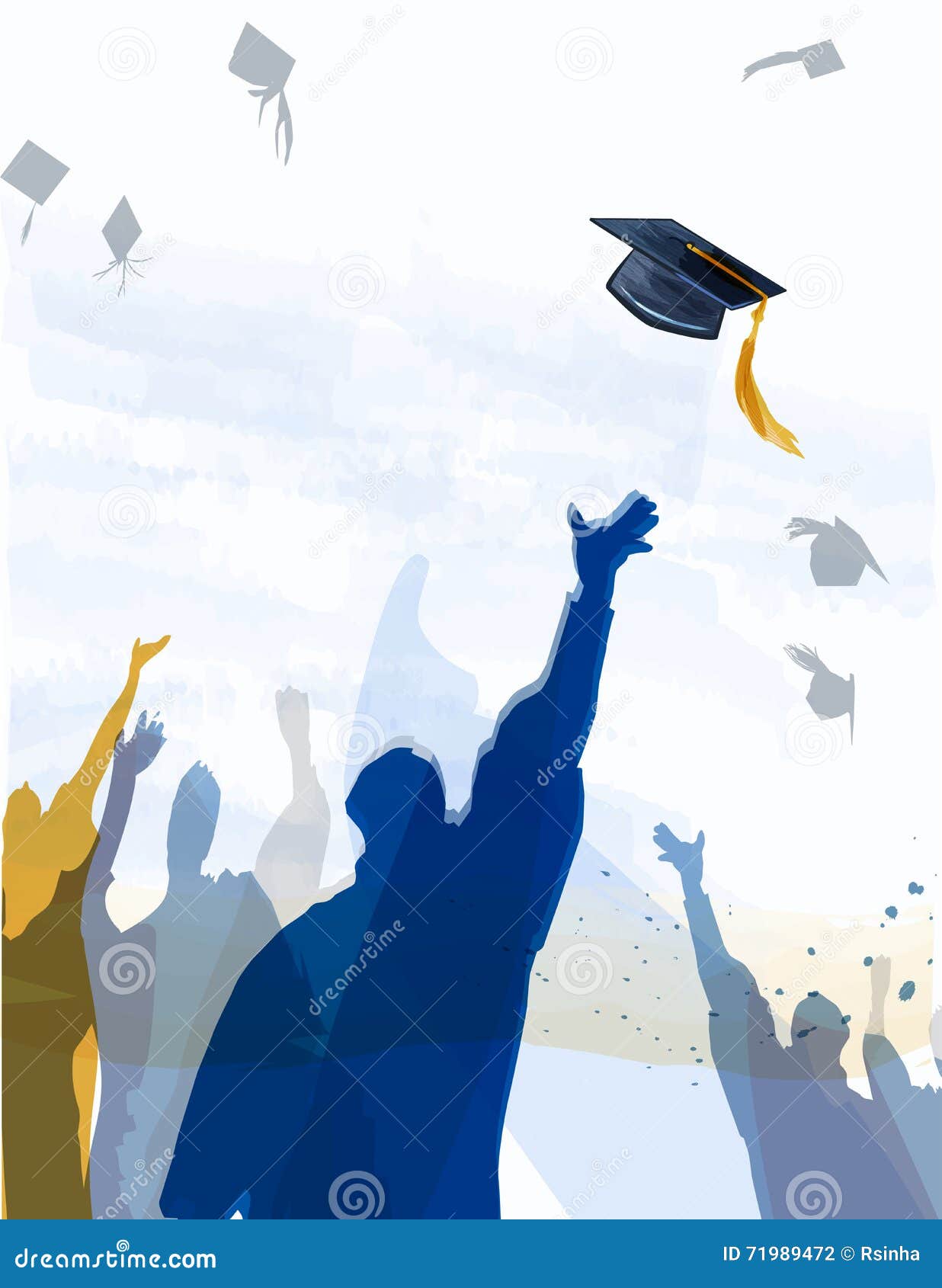 Graduate Silhouettes Celebrating Vector Illustration | CartoonDealer ...