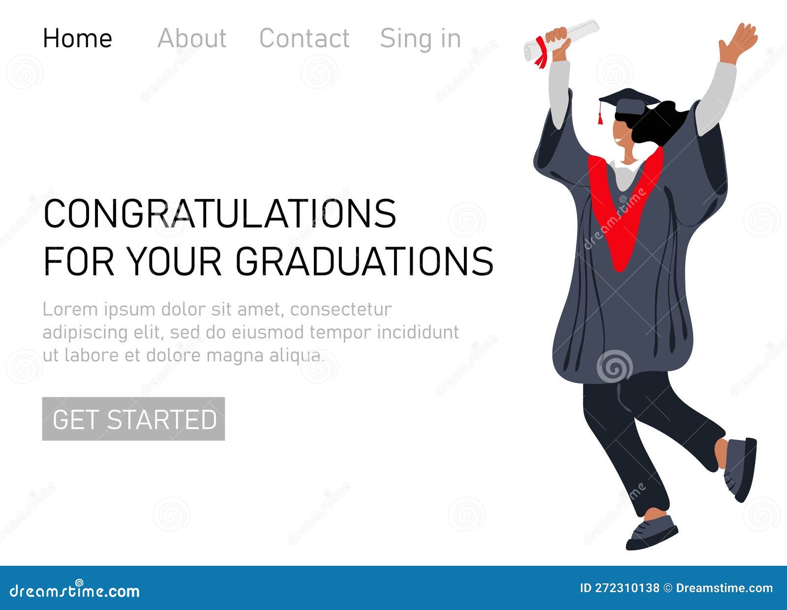 Graduation Online Web Landing Page. Congrats Grad Stock Vector ...