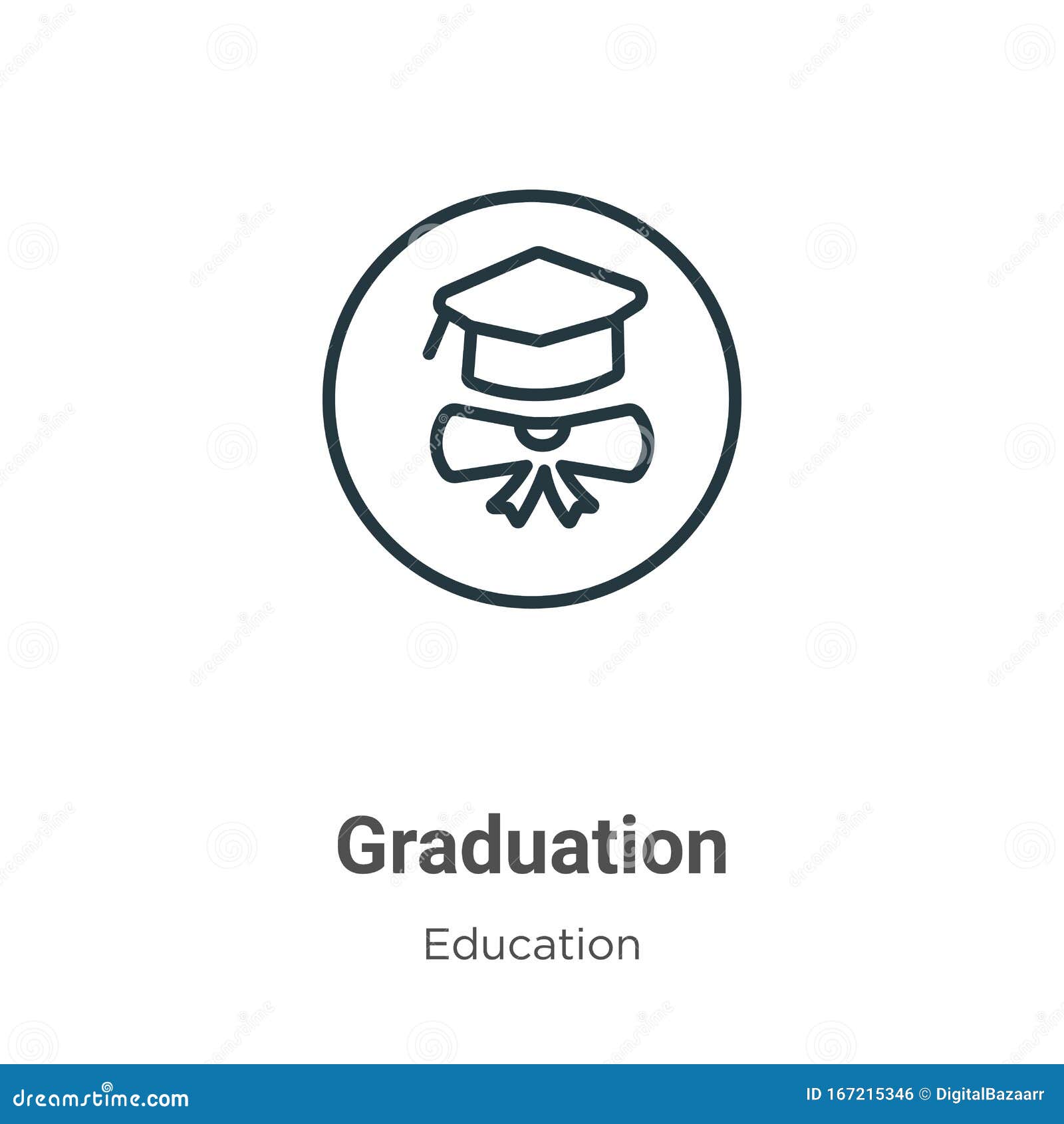 Graduation Cap Outline Vector Icon, Symbol Or Logo. | CartoonDealer.com ...