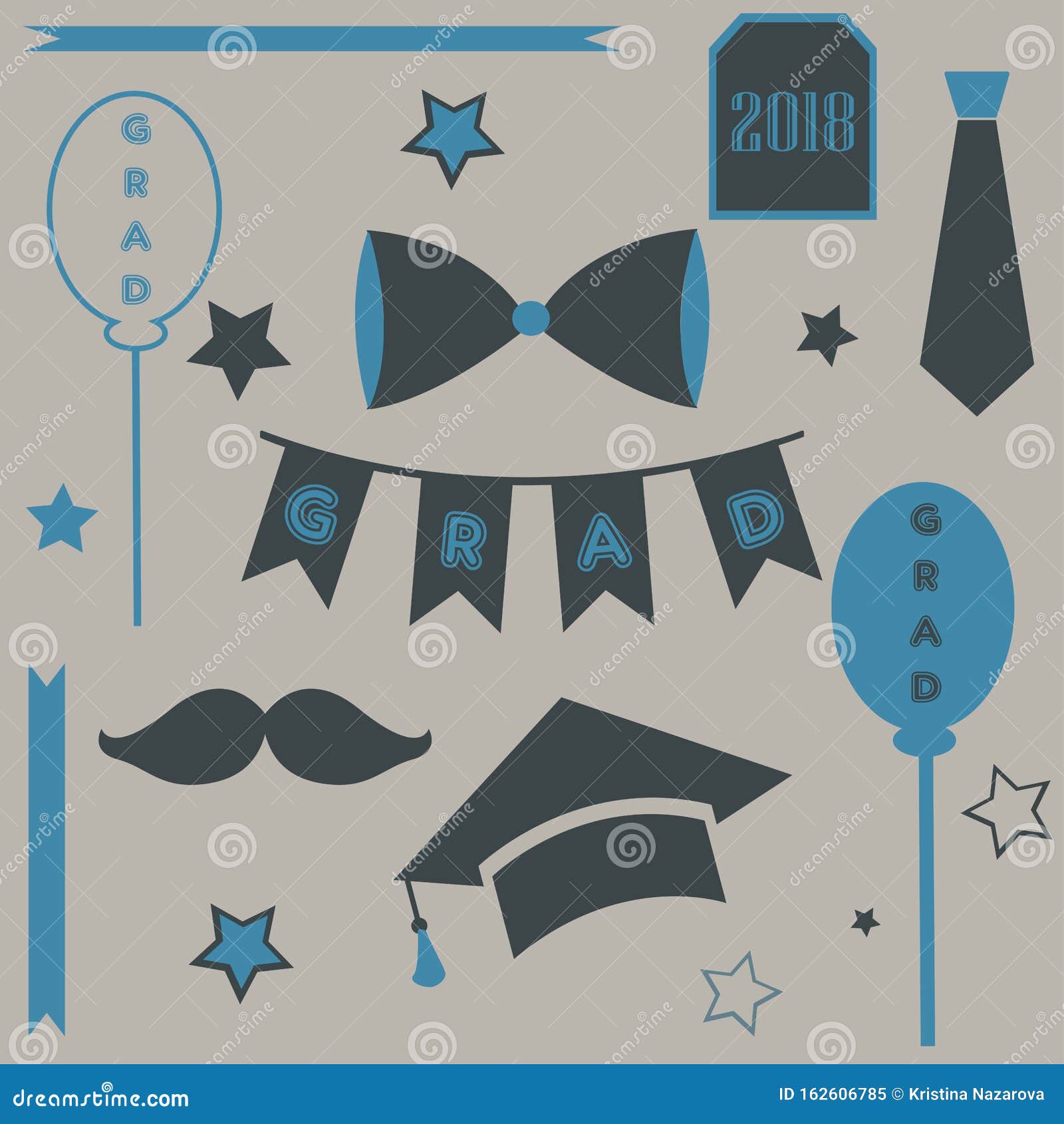 Graduation Package in Retro Style Stock Illustration - Illustration of ...