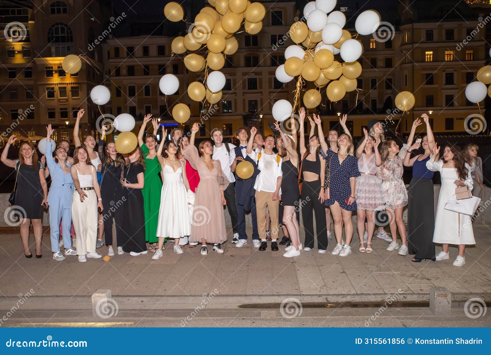 Graduation Party for University Students. Launching Balloons Editorial ...