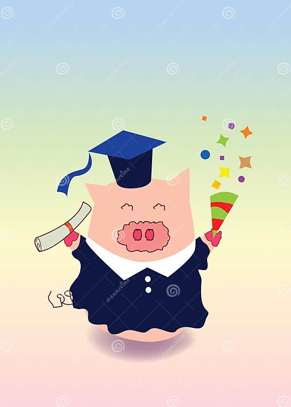 Graduation, pig stock illustration. Illustration of achievement - 21284629