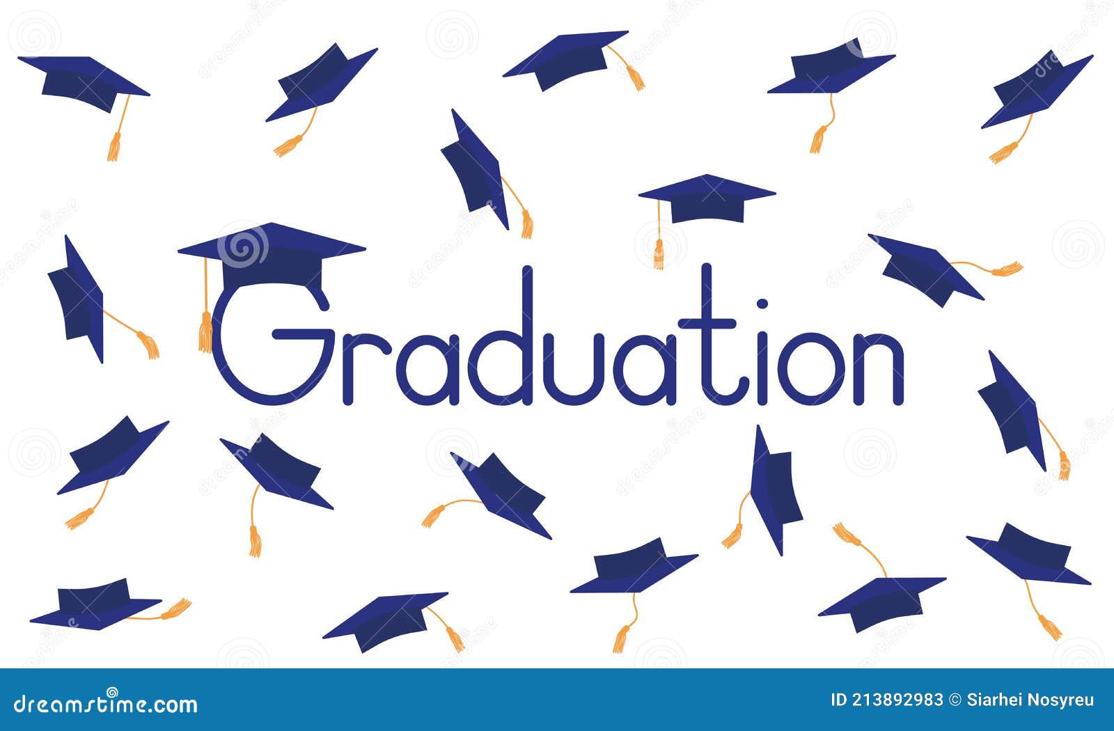 Throwing Of Dark Blue Mortarboard On White Background. Seamless Pattern ... Throwing Of Dark Blue Mortarboard On White Background. Seamless Pattern ...