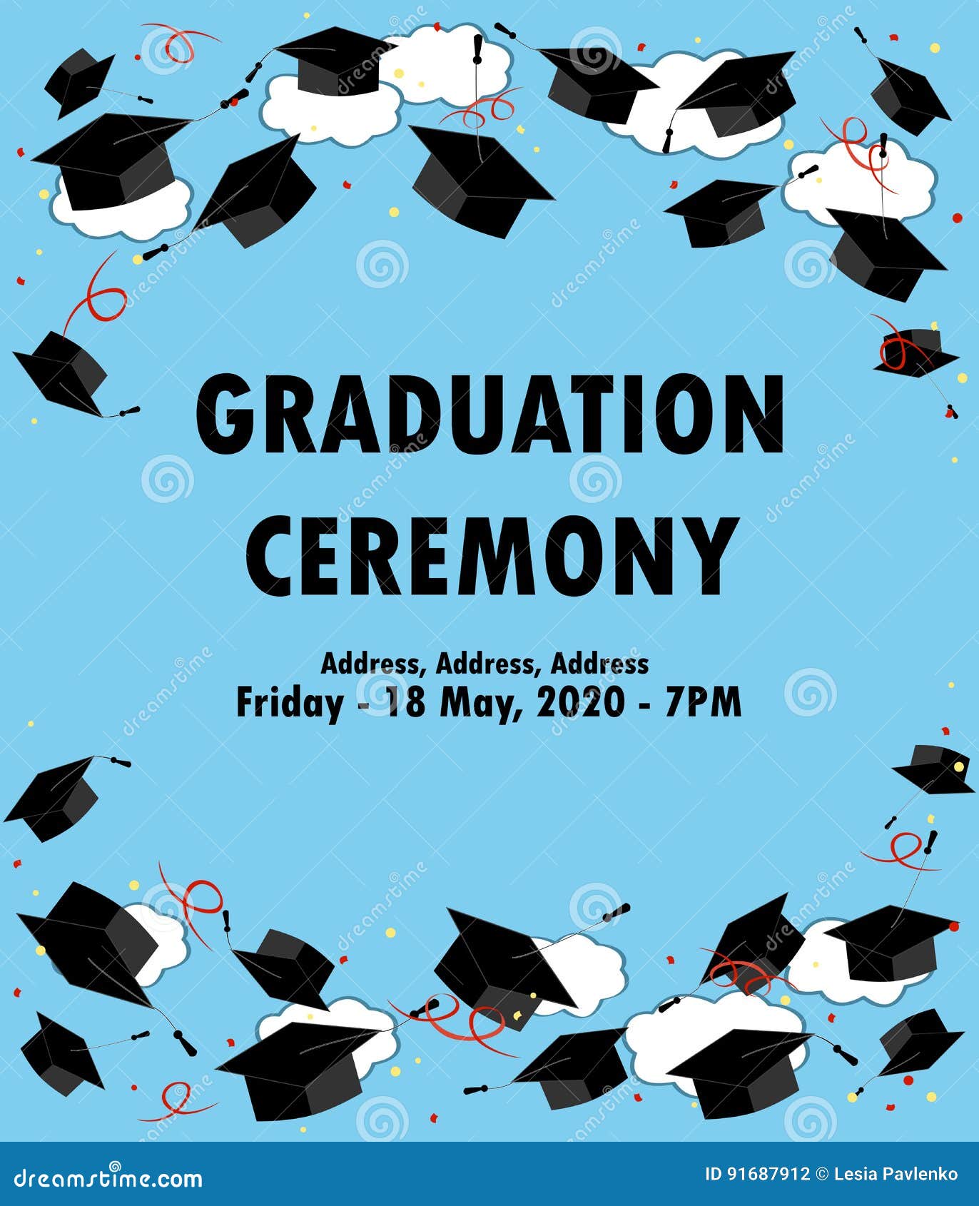 Graduation Poster. Throwing Graduation Hats in the Sky. Stock Vector ...