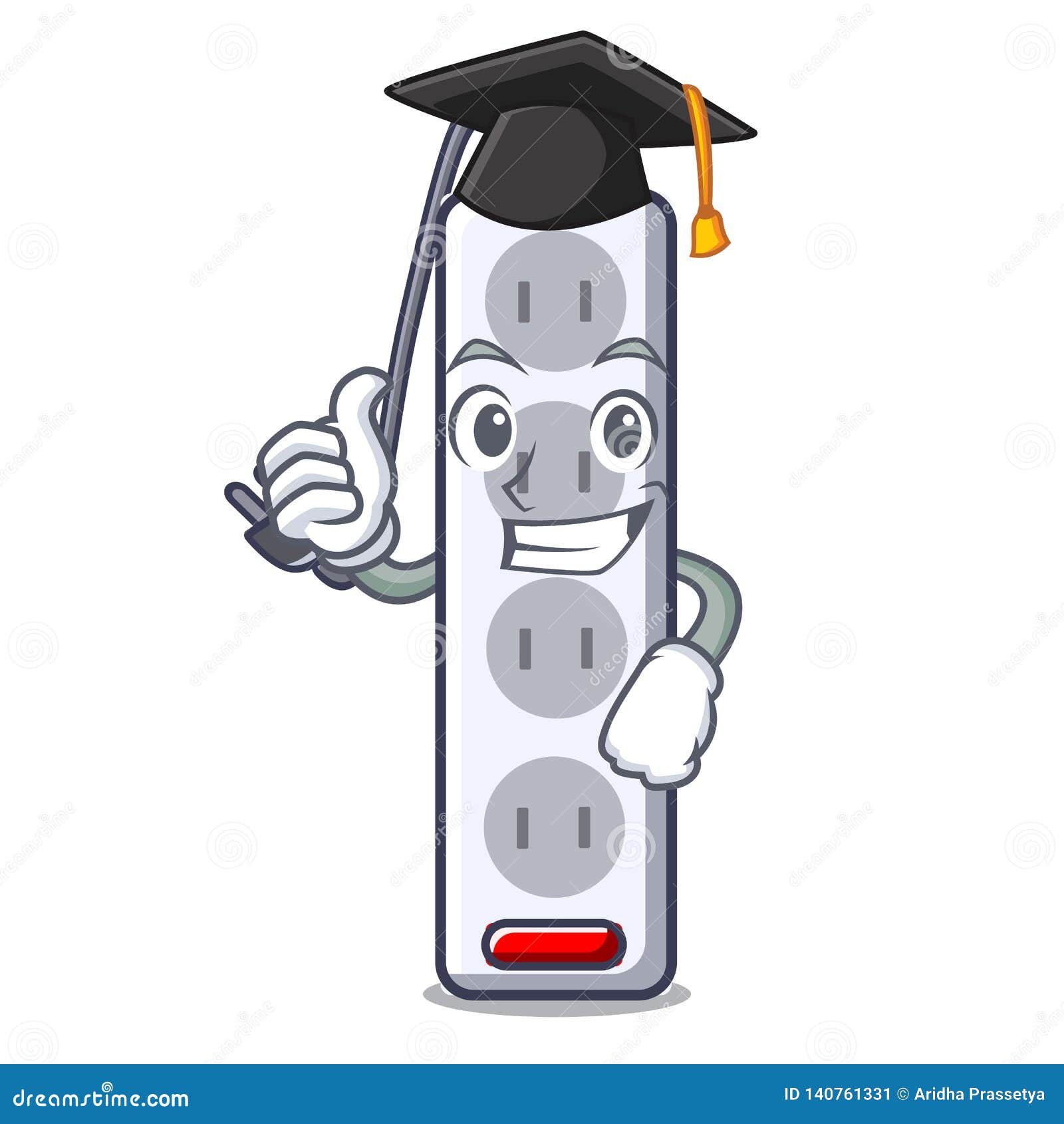 Graduation Power Strip Attaches the Cartoon Table Stock Vector ...