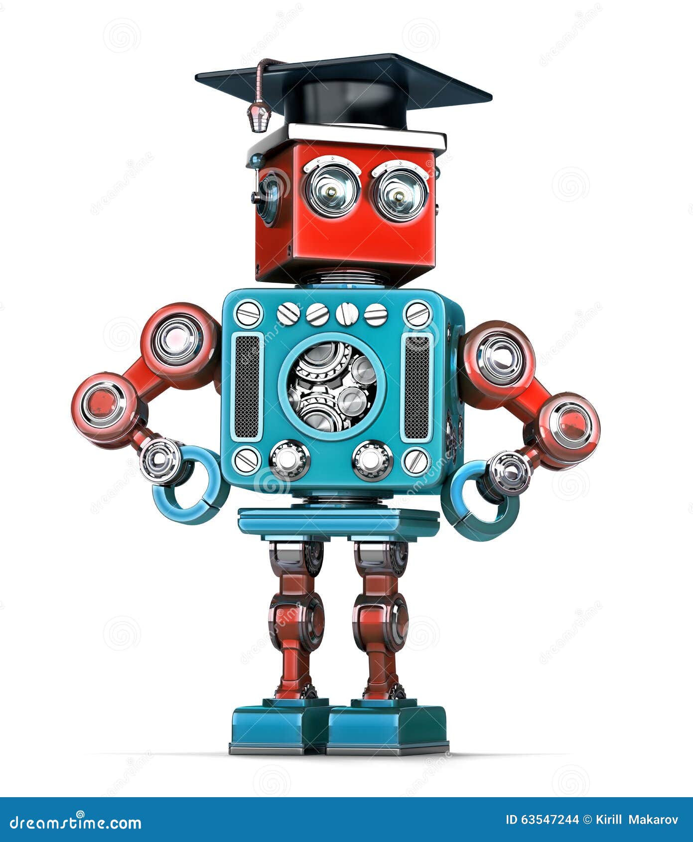 Graduation Retro Robot. Isolated. Contains Clipping Path Stock ...