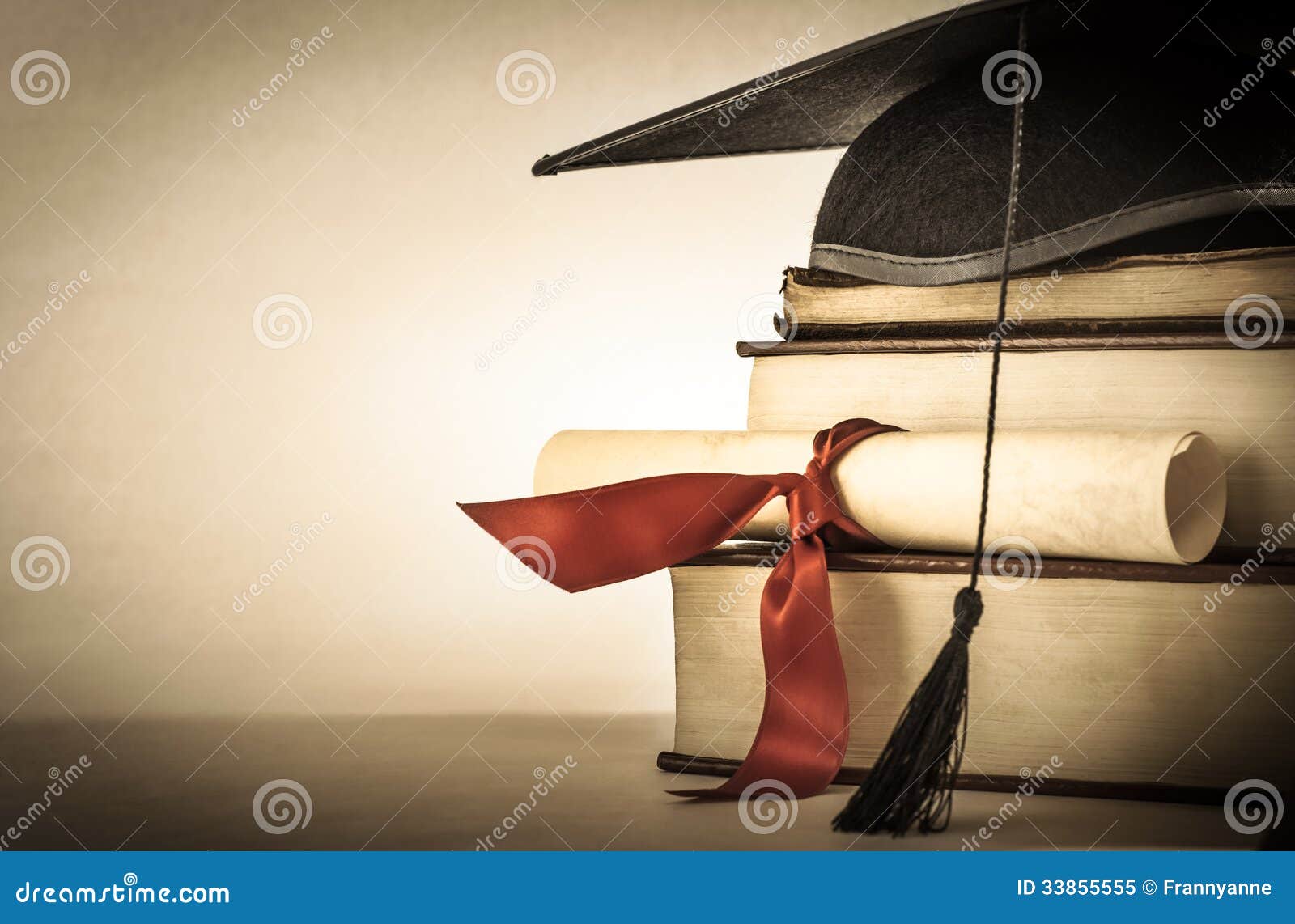 Graduation Scroll and Book Stack Stock Image - Image of concept ...