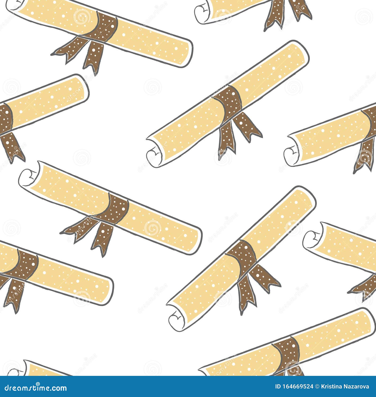 Graduation Seamless Hand Drawn Pattern. Cute Design. Vector ...