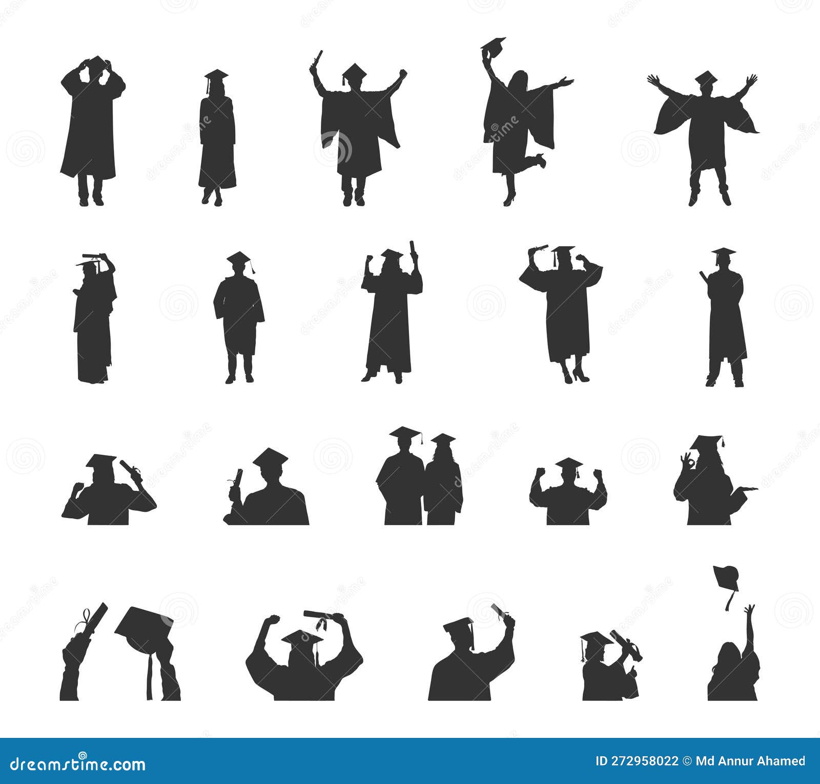Graduation Silhouette, Graduates Celebrating Silhouettes, Graduation ...