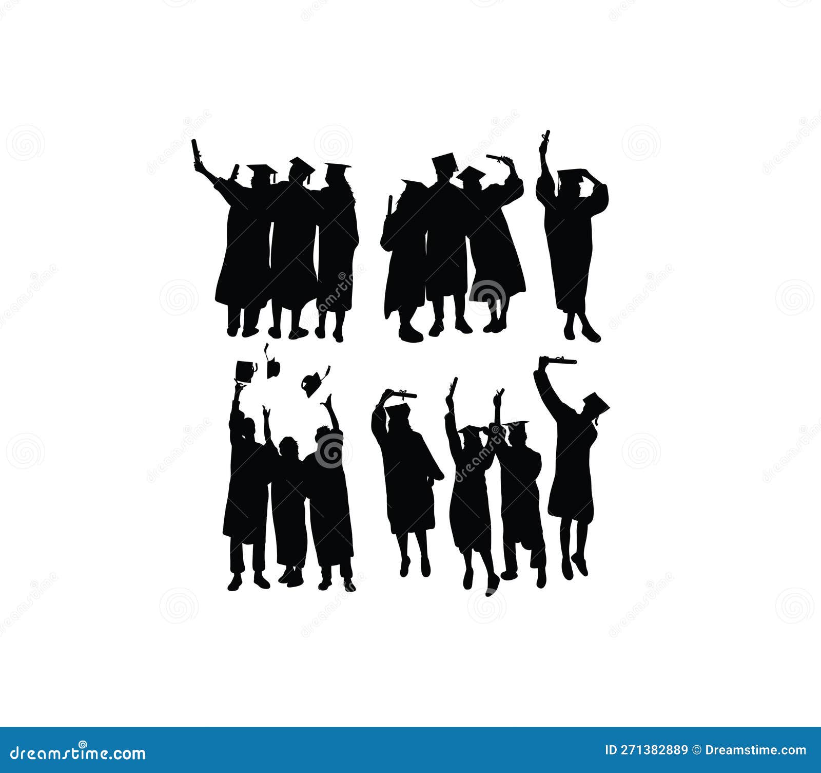 Graduation Student Activity Silhouettes Stock Vector - Illustration of ...