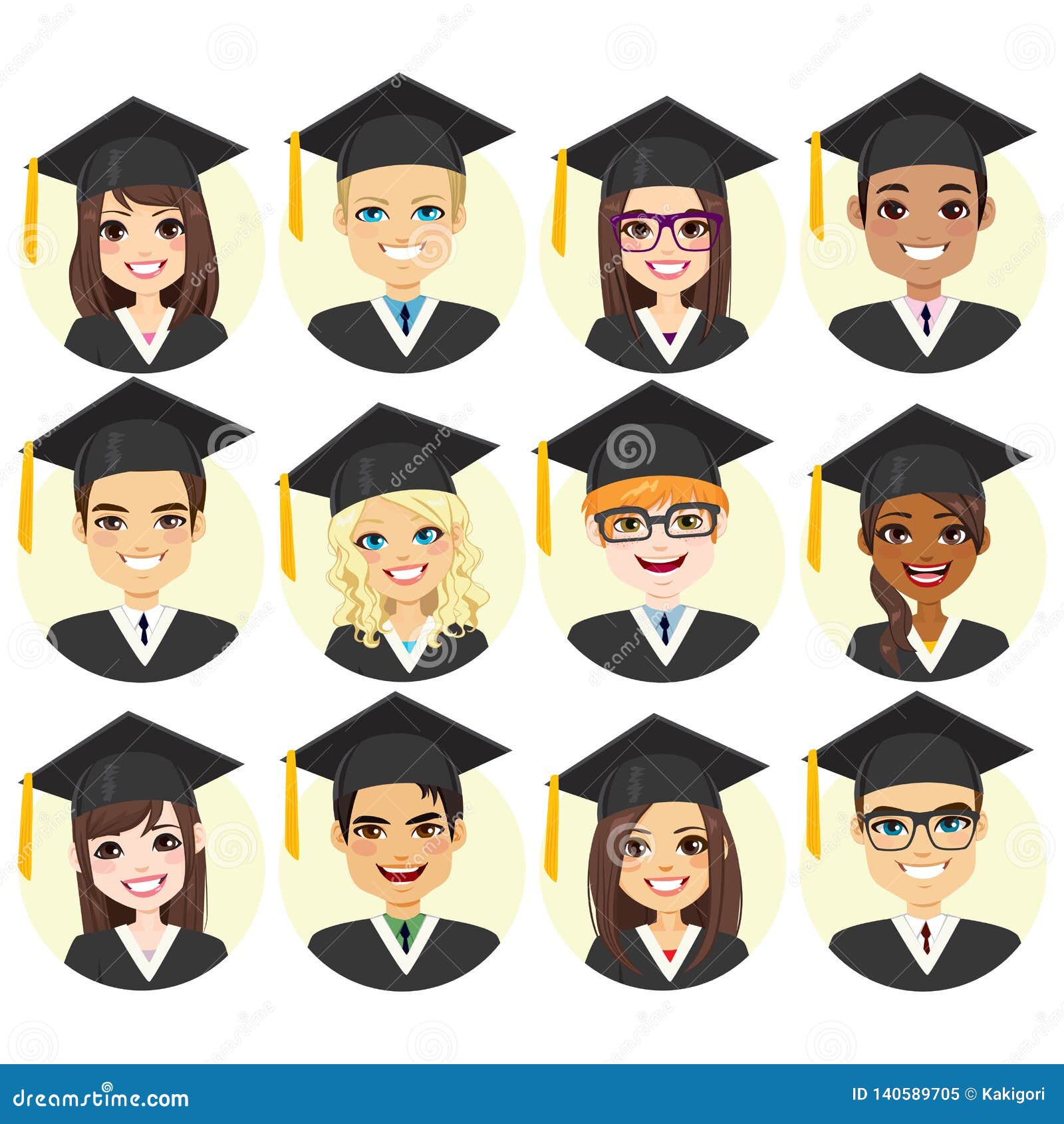 Graduation Student Avatar Collection Stock Vector - Illustration of ...