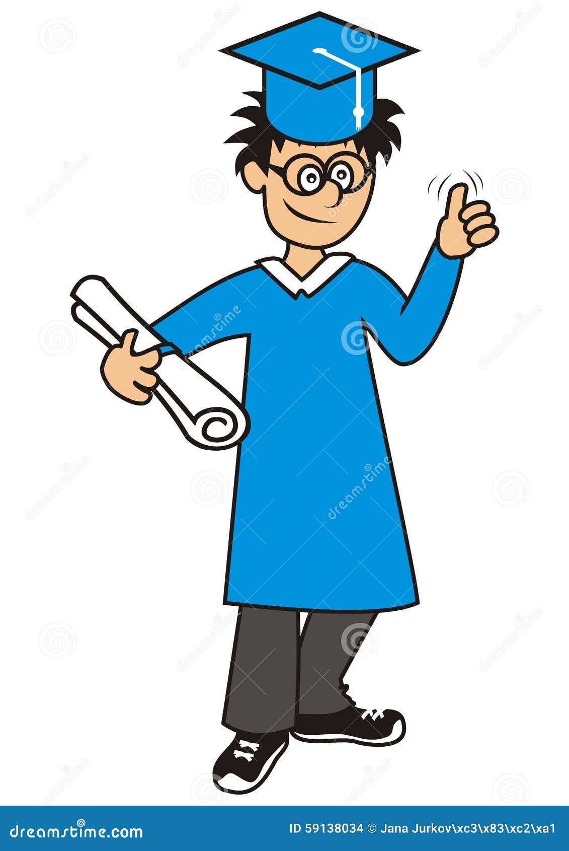 Graduation Student, Cartoon, Person with Diploma, Vector Illustration ...