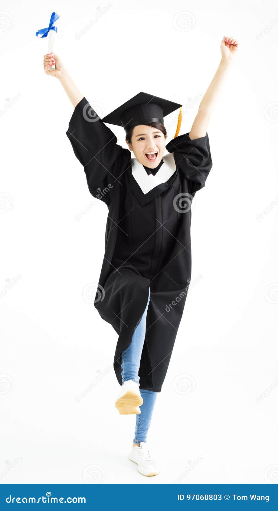 Graduation Student Dancing and Showing Diploma Stock Image - Image of ...