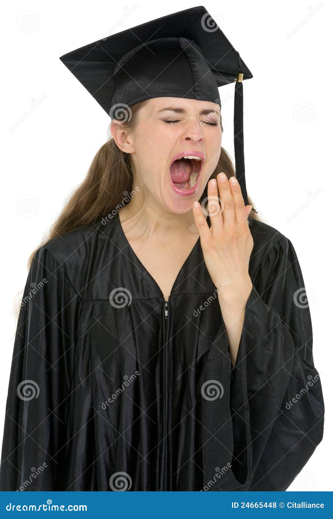 Graduation Student Girl Yawing Stock Photo - Image of educational, gape ...