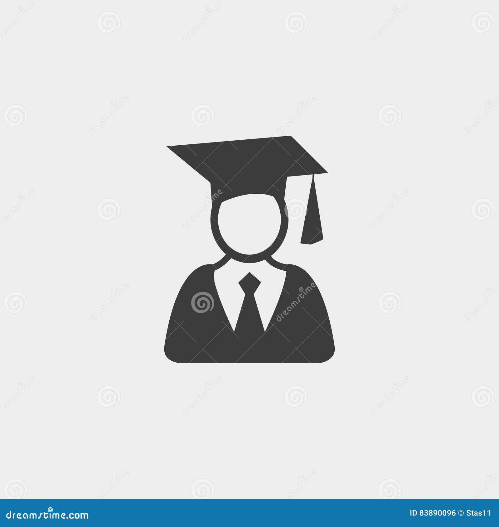 Graduation Student Icon in a Flat Design in Black Color. Vector ...